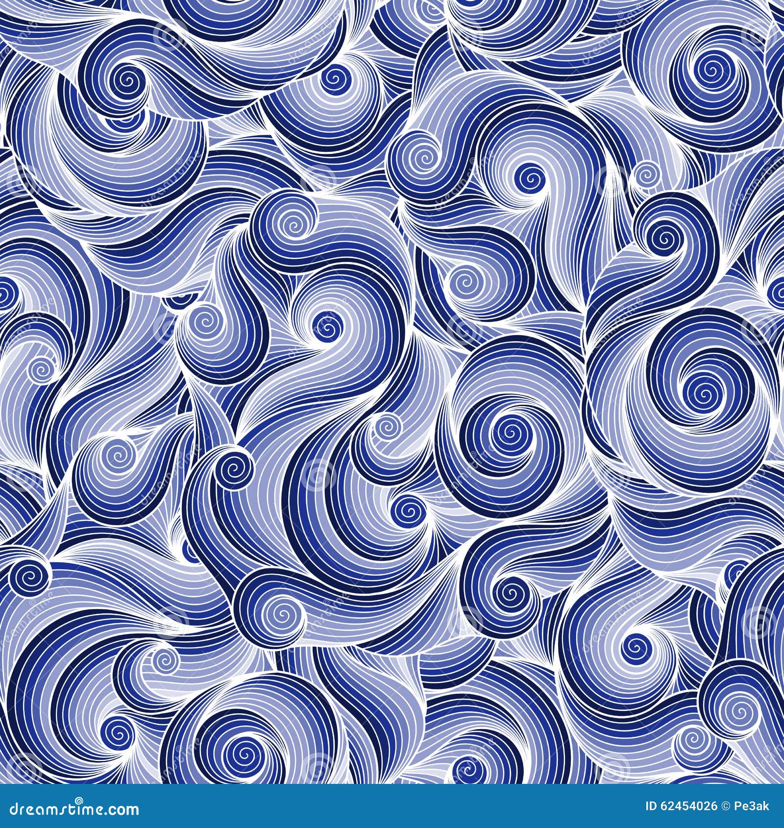 Doodle Seamless Blue Background. Stock Vector - Illustration of ripple ...