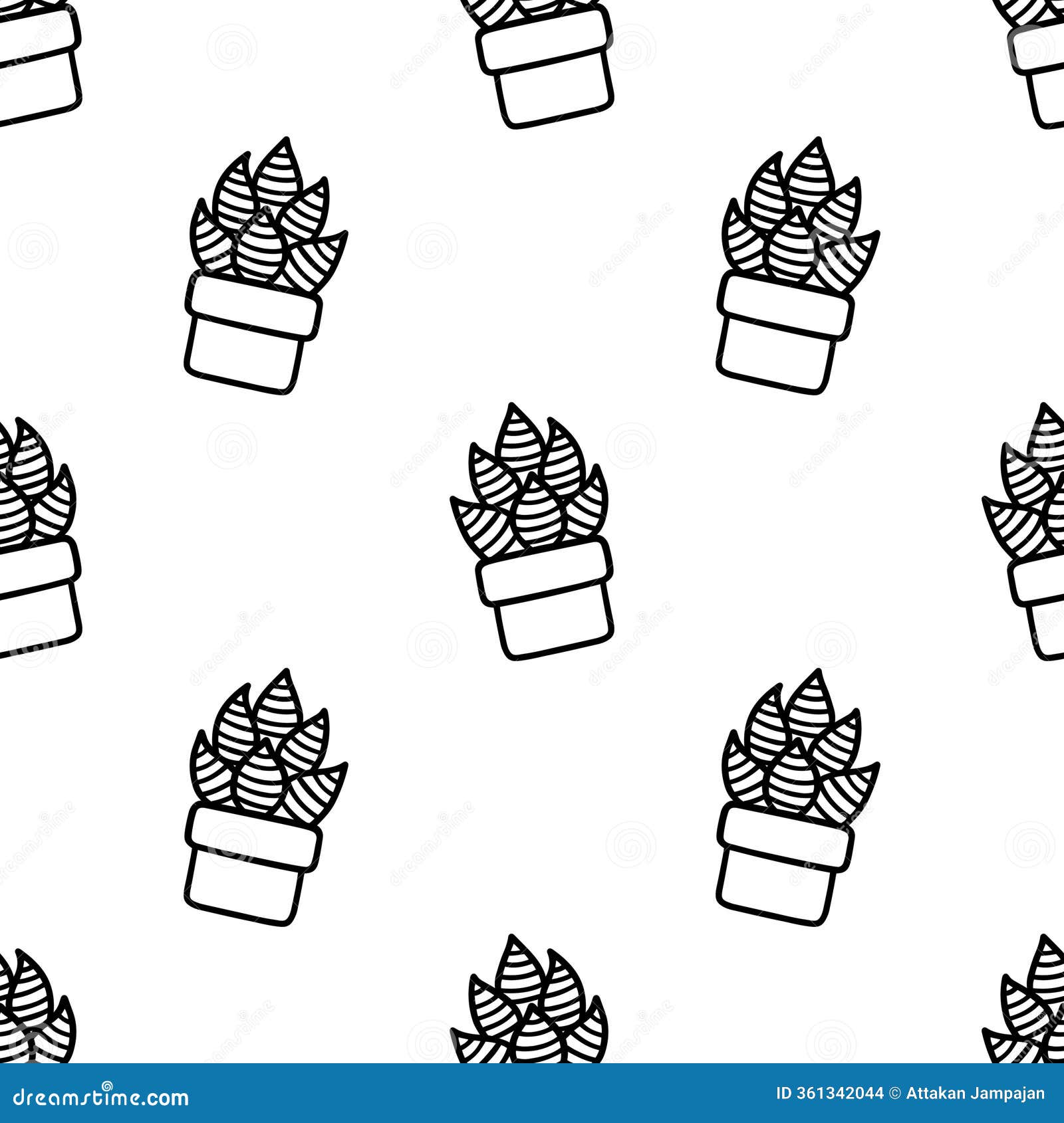 Seamless Patterns of Cactus Outline Cartoon Doodle, Vector. Stock ...