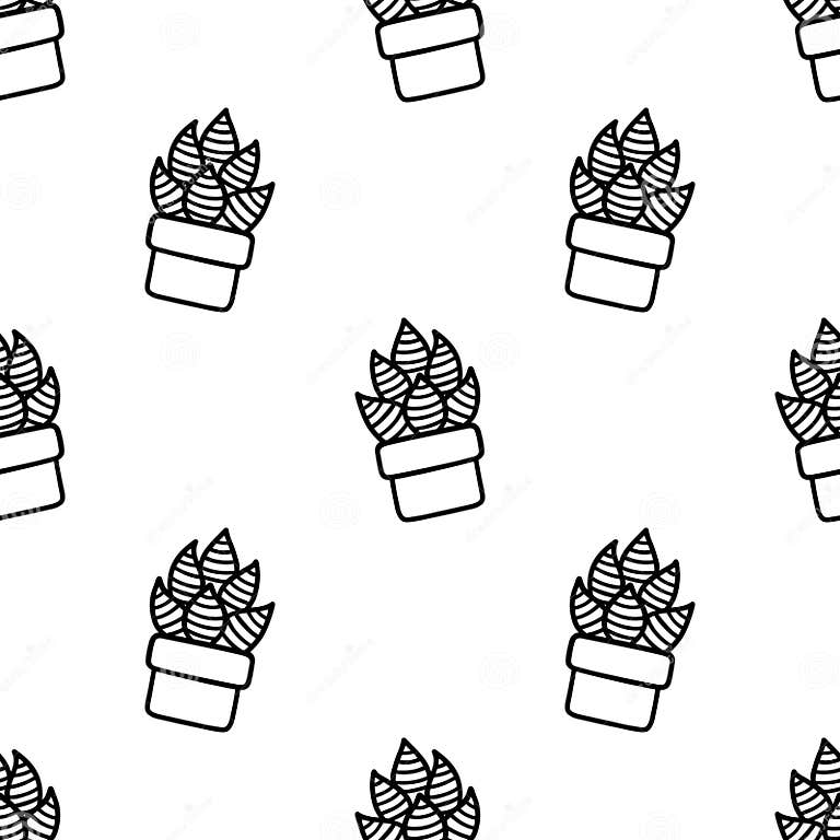 Seamless Patterns of Cactus Outline Cartoon Doodle, Vector. Stock ...