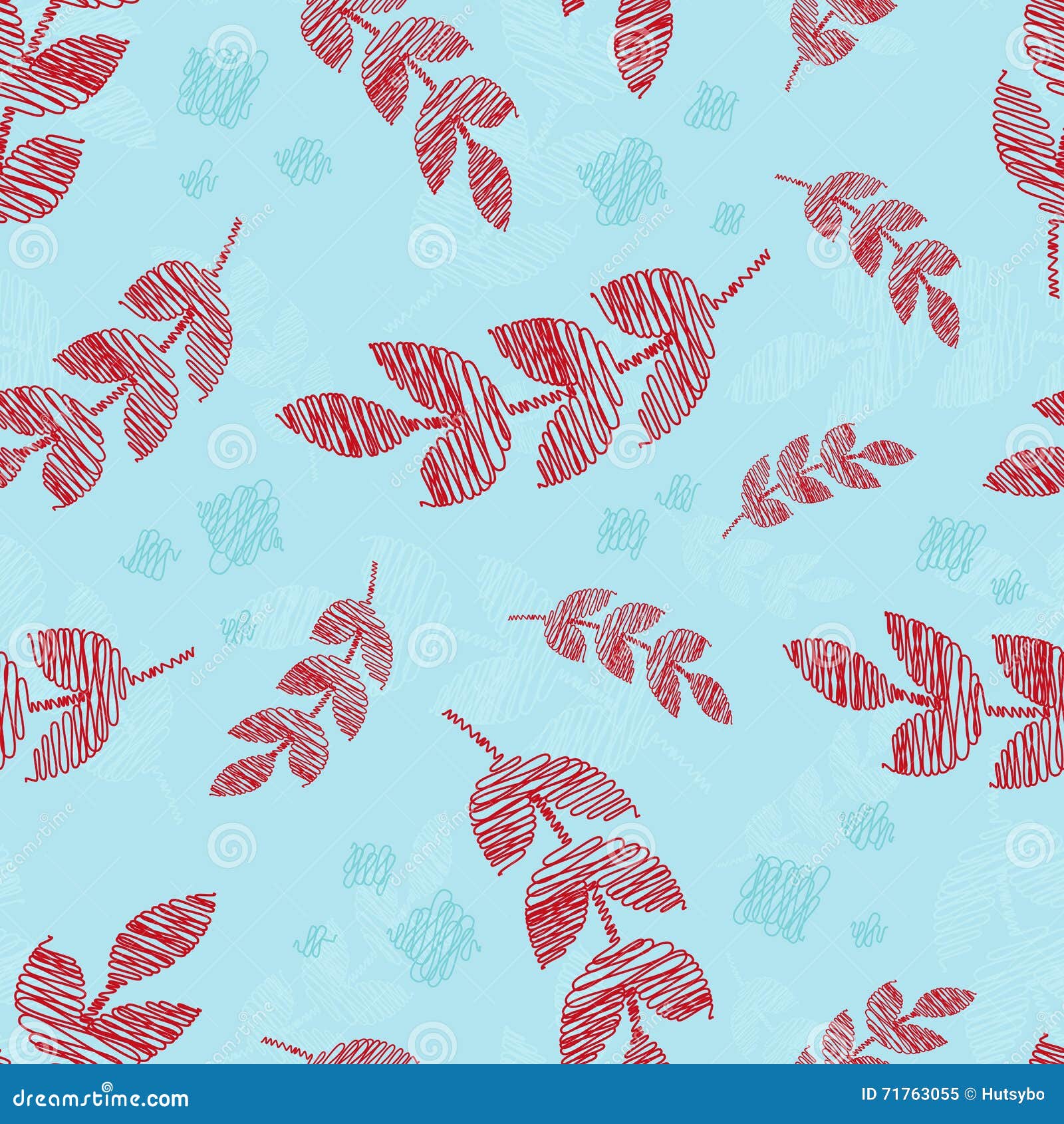 Doodle Seamless Loop Leaves Stock Vector - Illustration of line ...