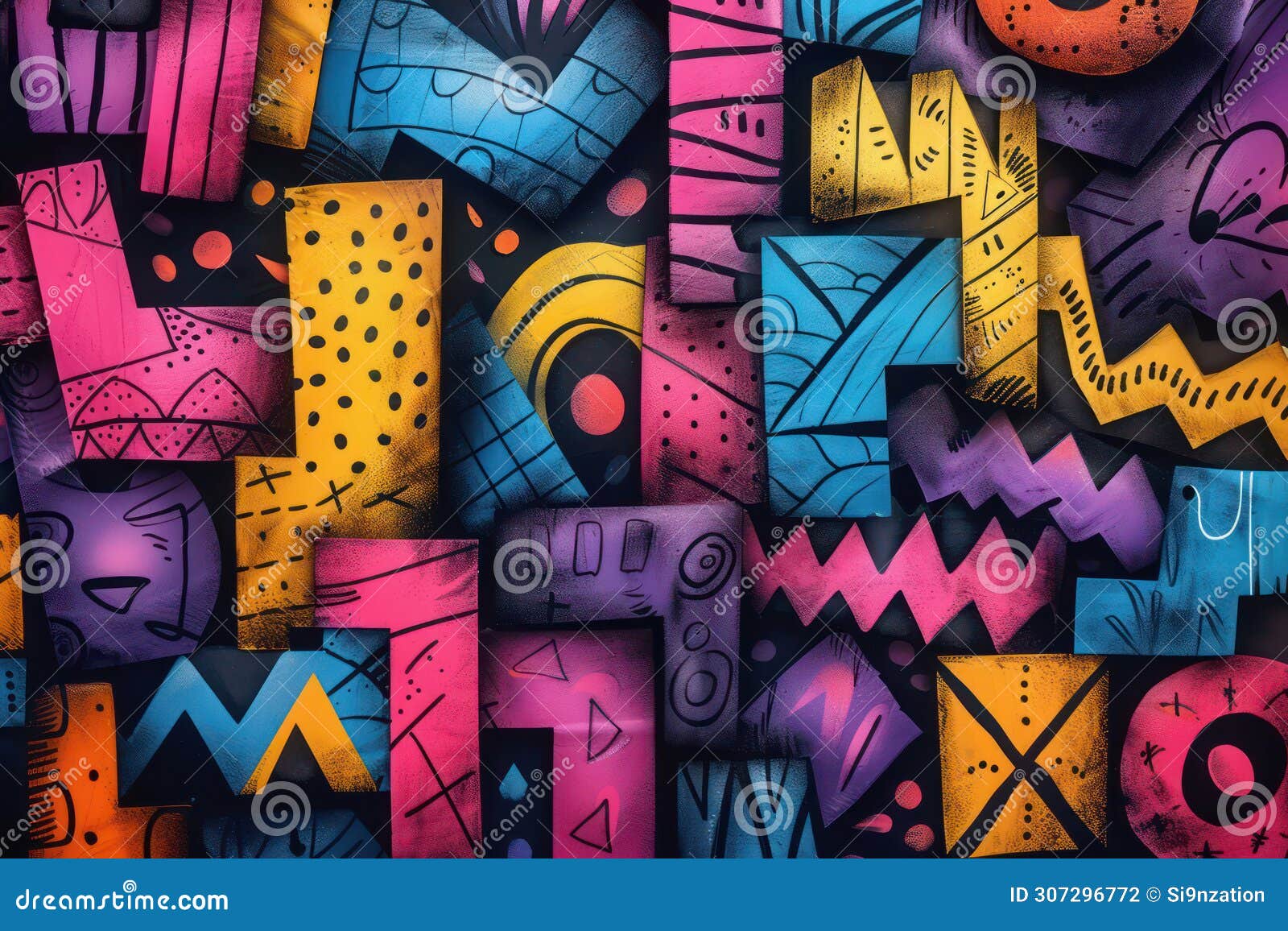 Doodle Seamless Pattern. Crazy Color Palette Stock Illustration ...