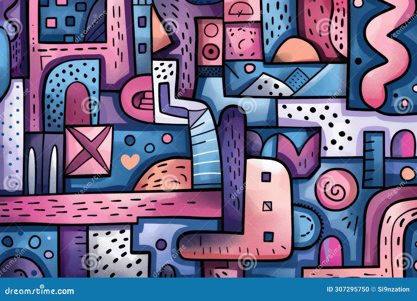 Doodle Seamless Pattern. Crazy Color Palette Stock Illustration ...
