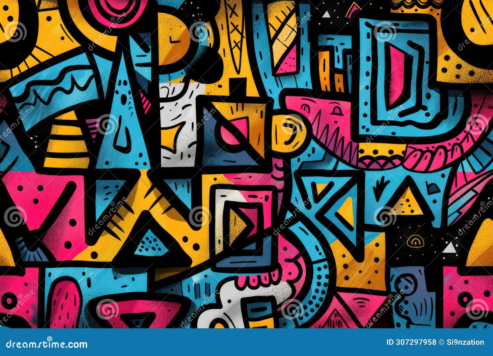 Doodle Seamless Pattern. Crazy Color Palette Stock Illustration ...