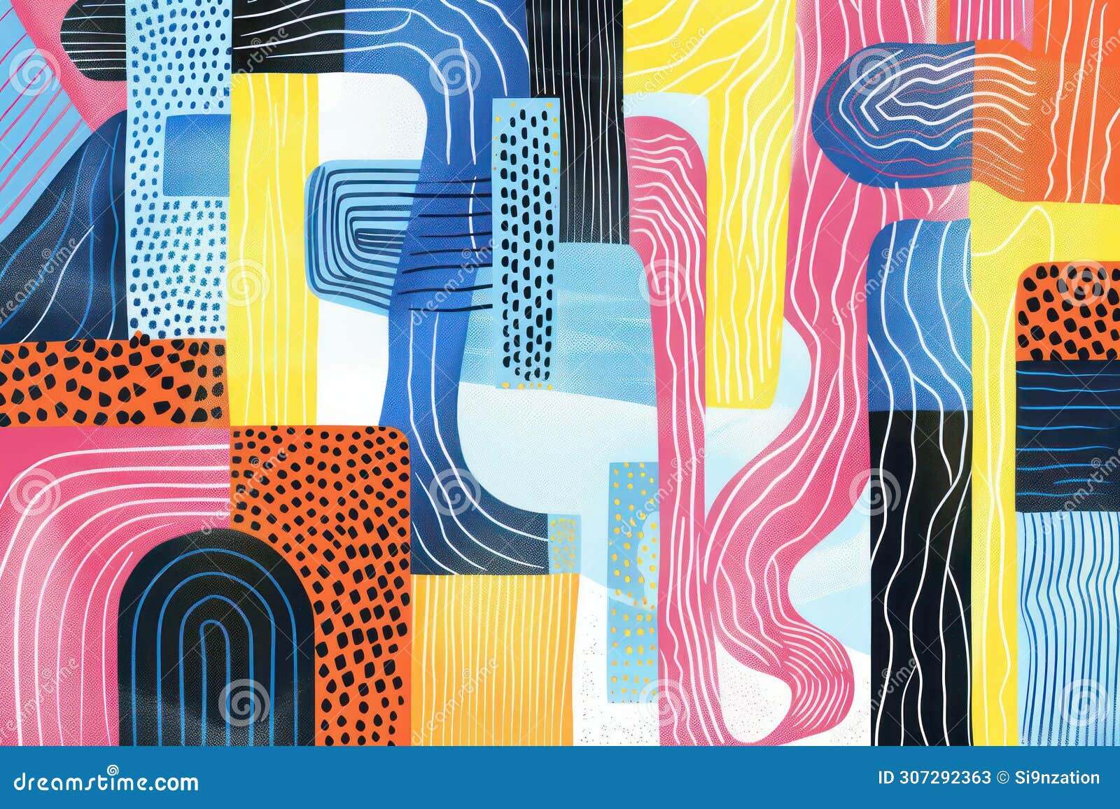 Doodle Seamless Pattern. Crazy Color Palette Stock Illustration ...