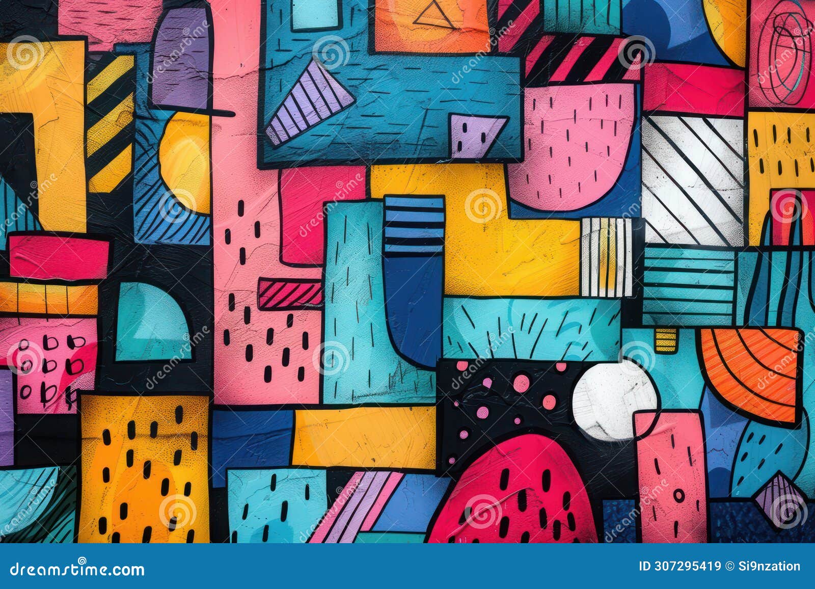 Doodle Seamless Pattern. Crazy Color Palette Stock Illustration ...