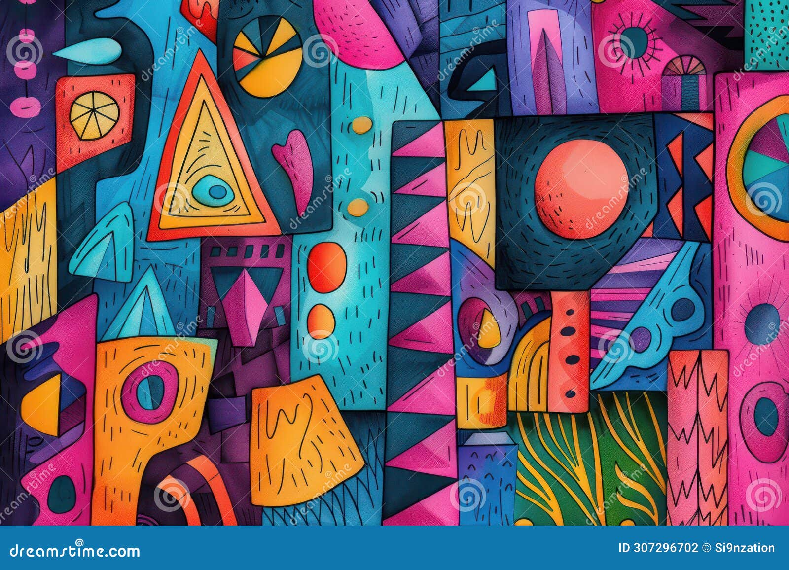 Doodle Seamless Pattern. Crazy Color Palette Stock Illustration ...