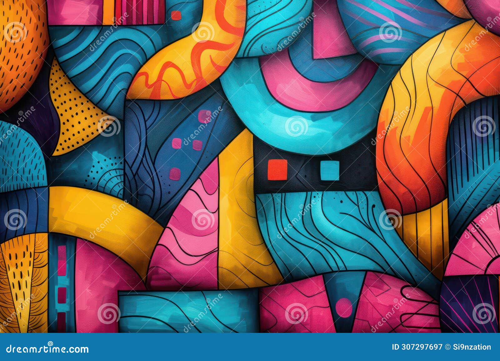 Doodle Seamless Pattern. Crazy Color Palette Stock Illustration ...