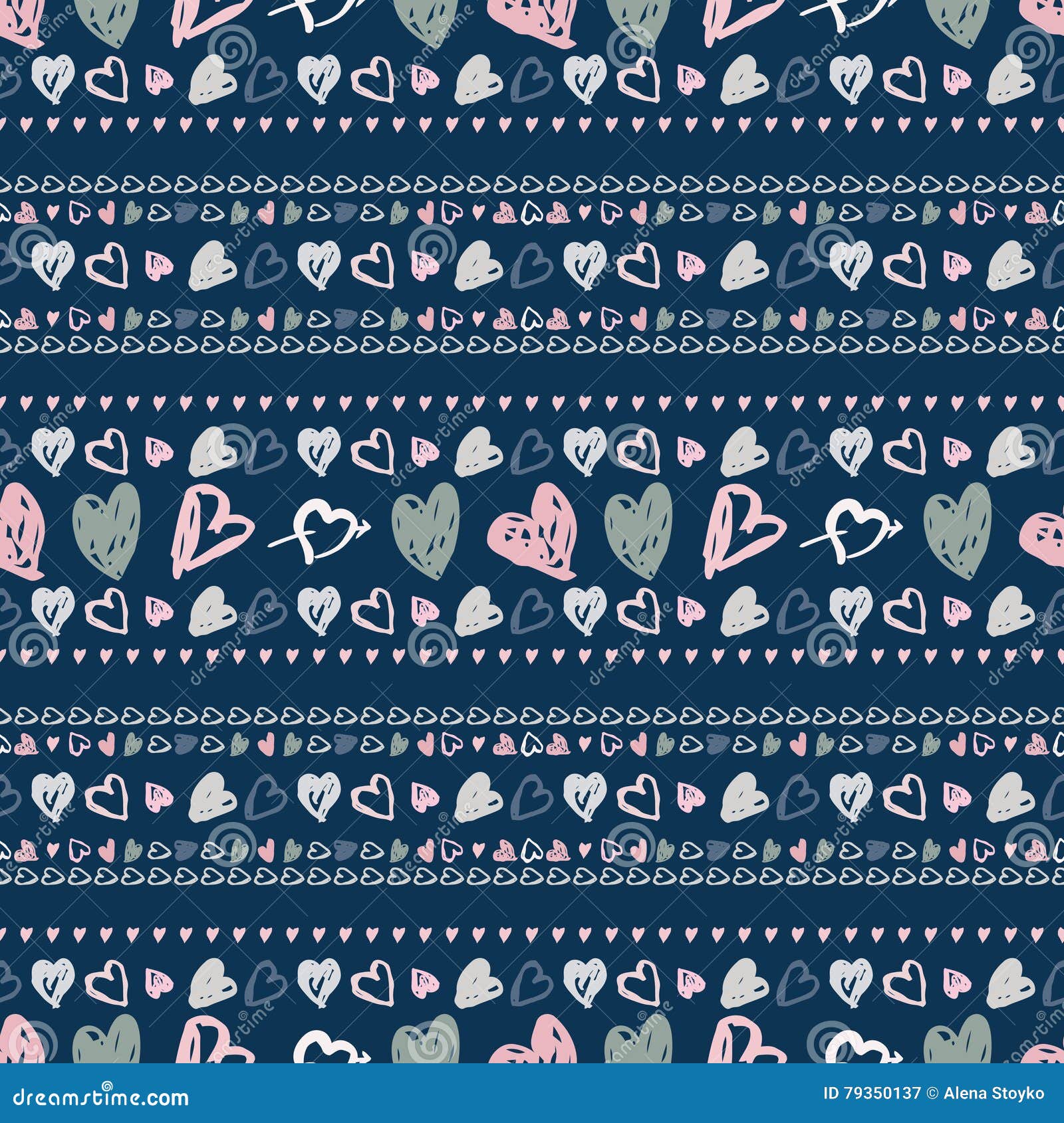 Doodle Seamless Pattern with Hearts Stock Vector - Illustration of ...