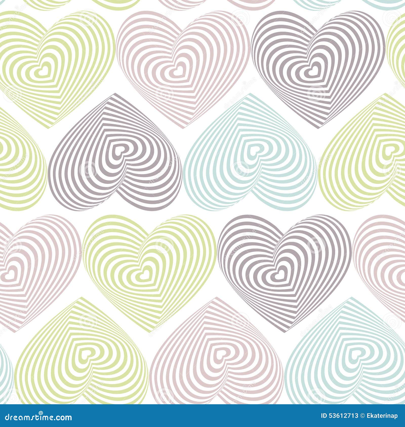 Doodle Seamless Pattern with Hearts on White Background Optical ...