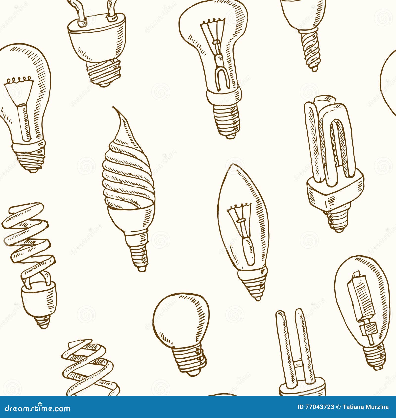 Doodle Seamless Pattern Light Bulbs Vector Stock Vector - Illustration ...