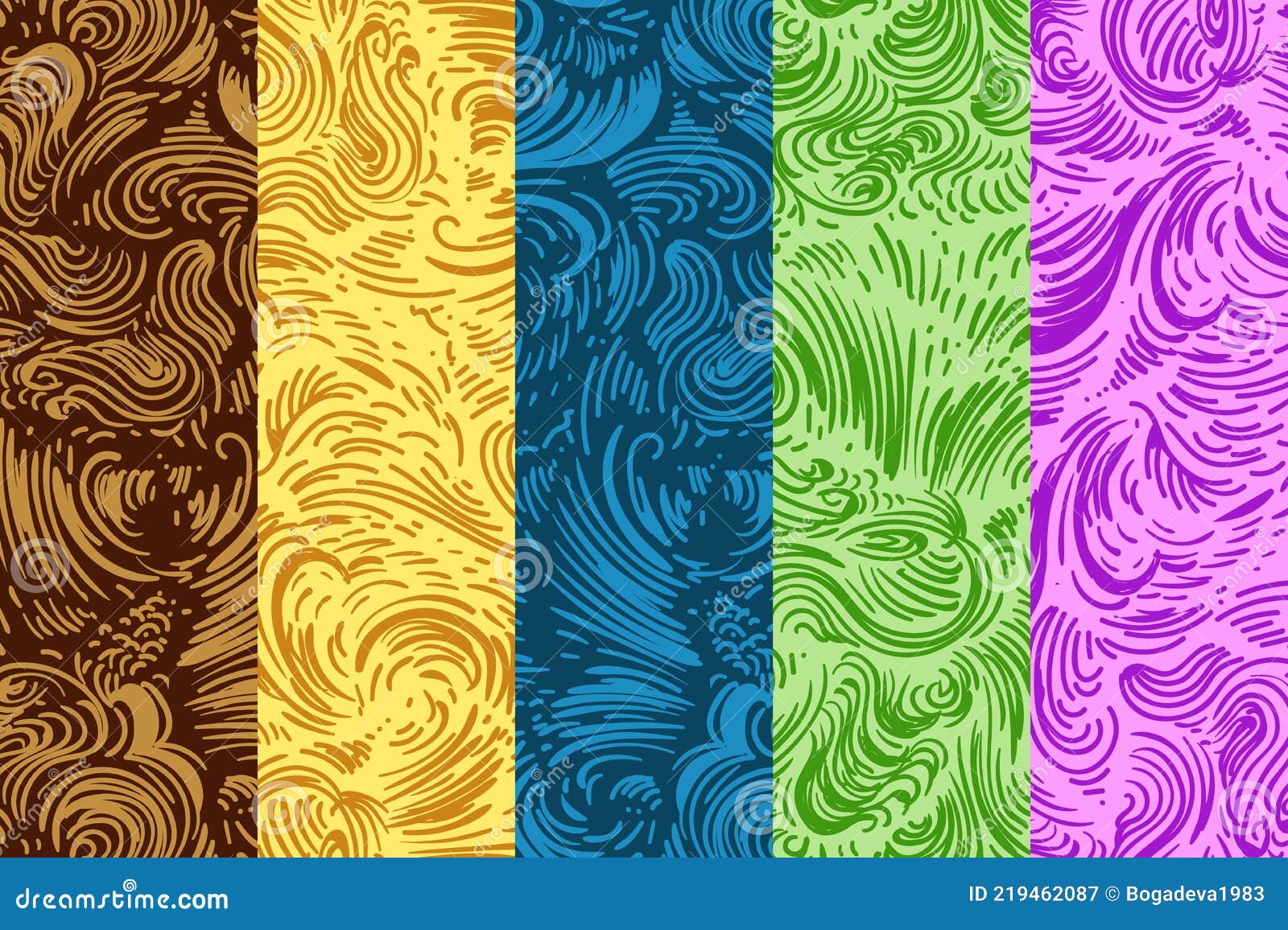 Doodle Seamless Pattern Set Stock Vector - Illustration of decorative ...