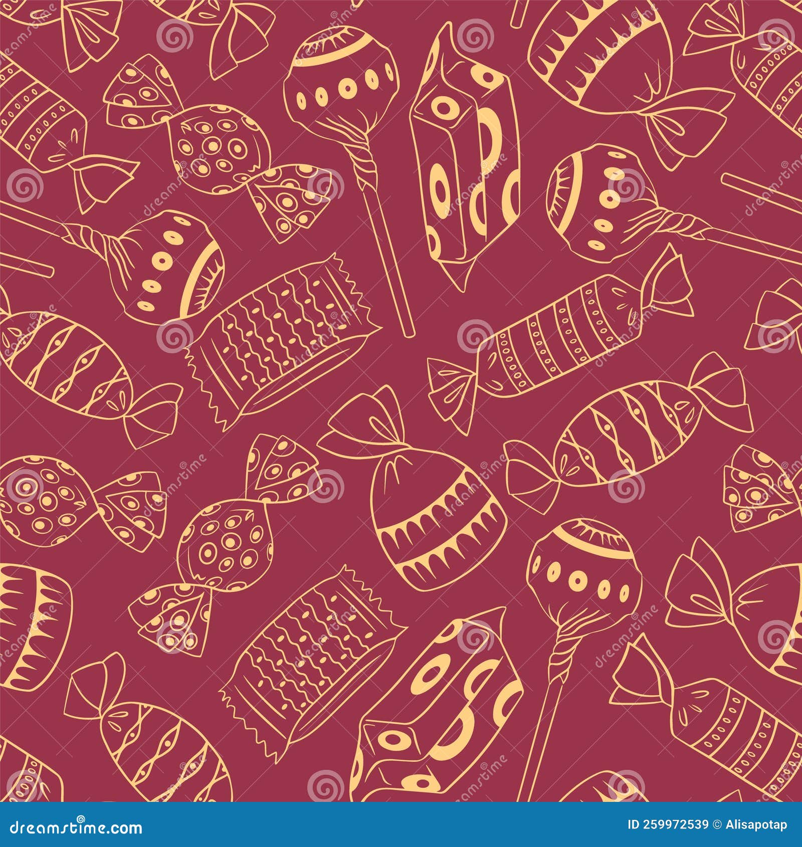 Doodle Seamless Pattern with Sweets Stock Vector - Illustration of ...