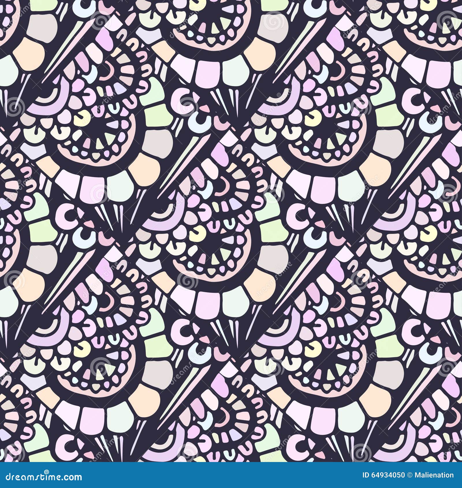 Doodle Seamless Pattern in Vector. Creative Floral Background for Your ...