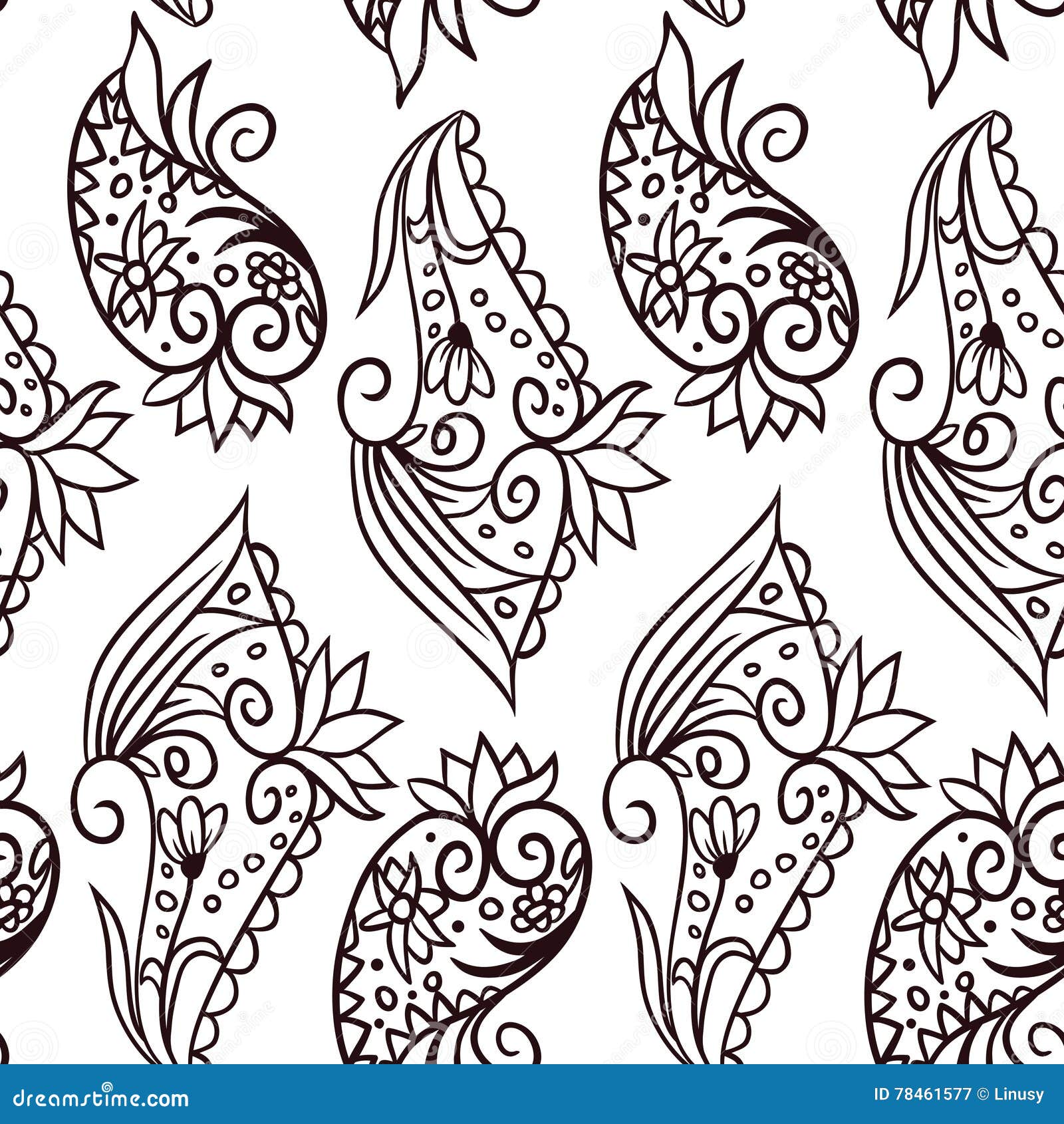 Doodle seamless pattern stock vector. Illustration of natural - 78461577