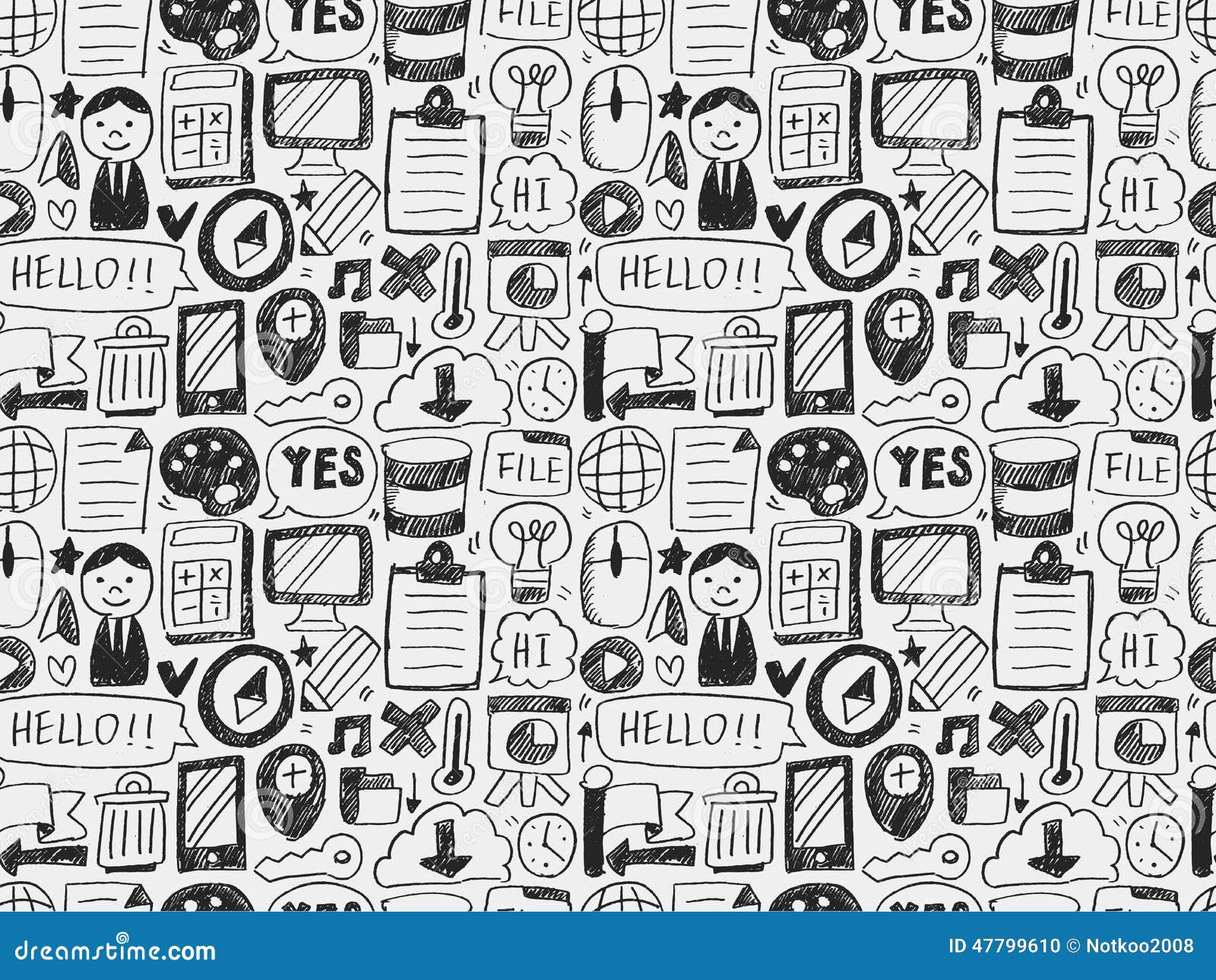 Doodle Seamless Web Background Stock Vector - Illustration of icon ...