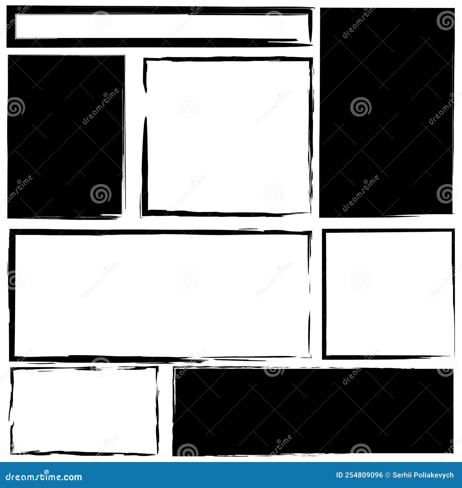 Doodle Set with Brush Rectangles. Vector Illustration. Stock Image ...