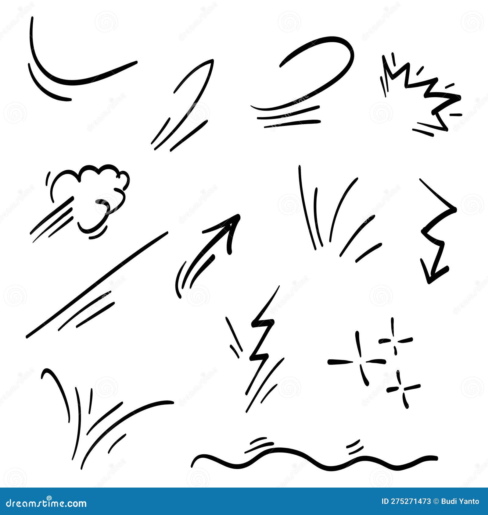 Doodle Set Cartoon Expressions Effects. Hand Drawn Emoticon Effects ...