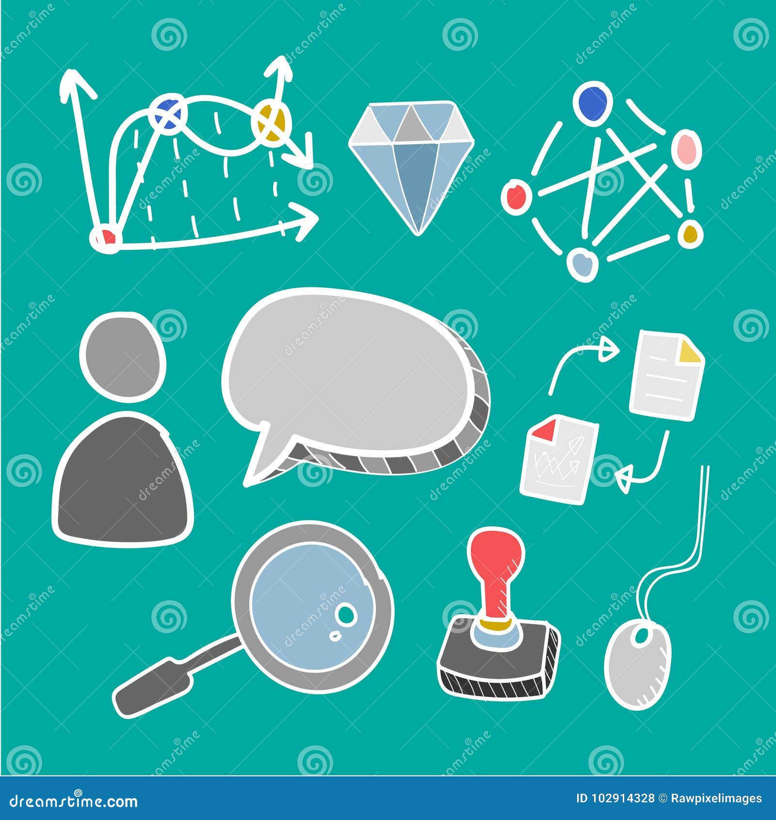 Doodle Set of Computer Network Icons Stock Vector - Illustration of ...