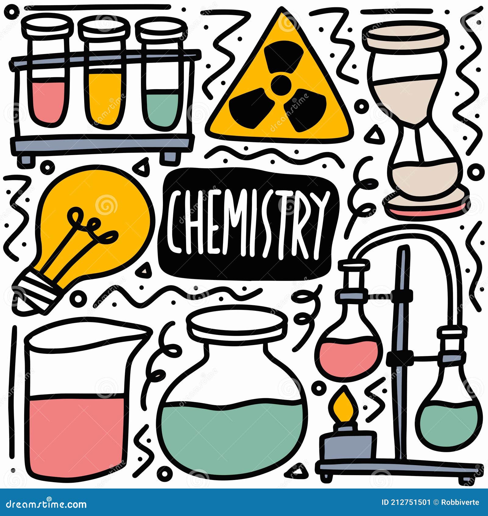 Doodle Set of Hand Drawn Chemistry Tools Stock Vector - Illustration of ...