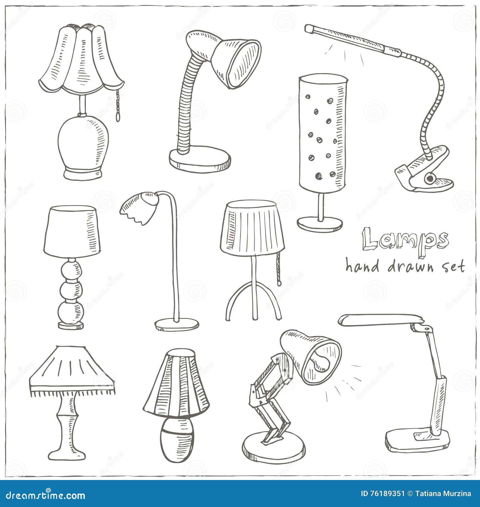 Doodle Set of Lamps Vector Illustration Stock Vector - Illustration of ...