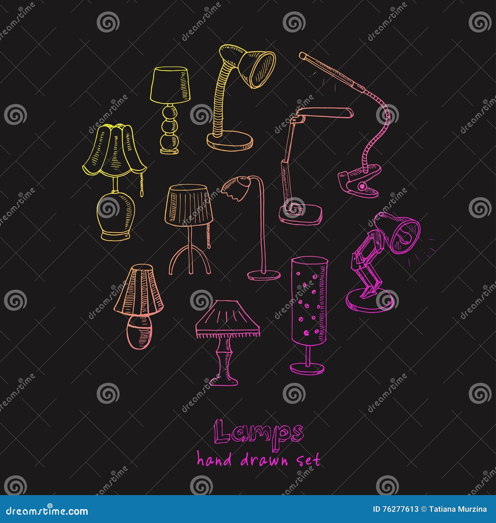Doodle Set of Lamps Vector Illustration Stock Vector - Illustration of ...