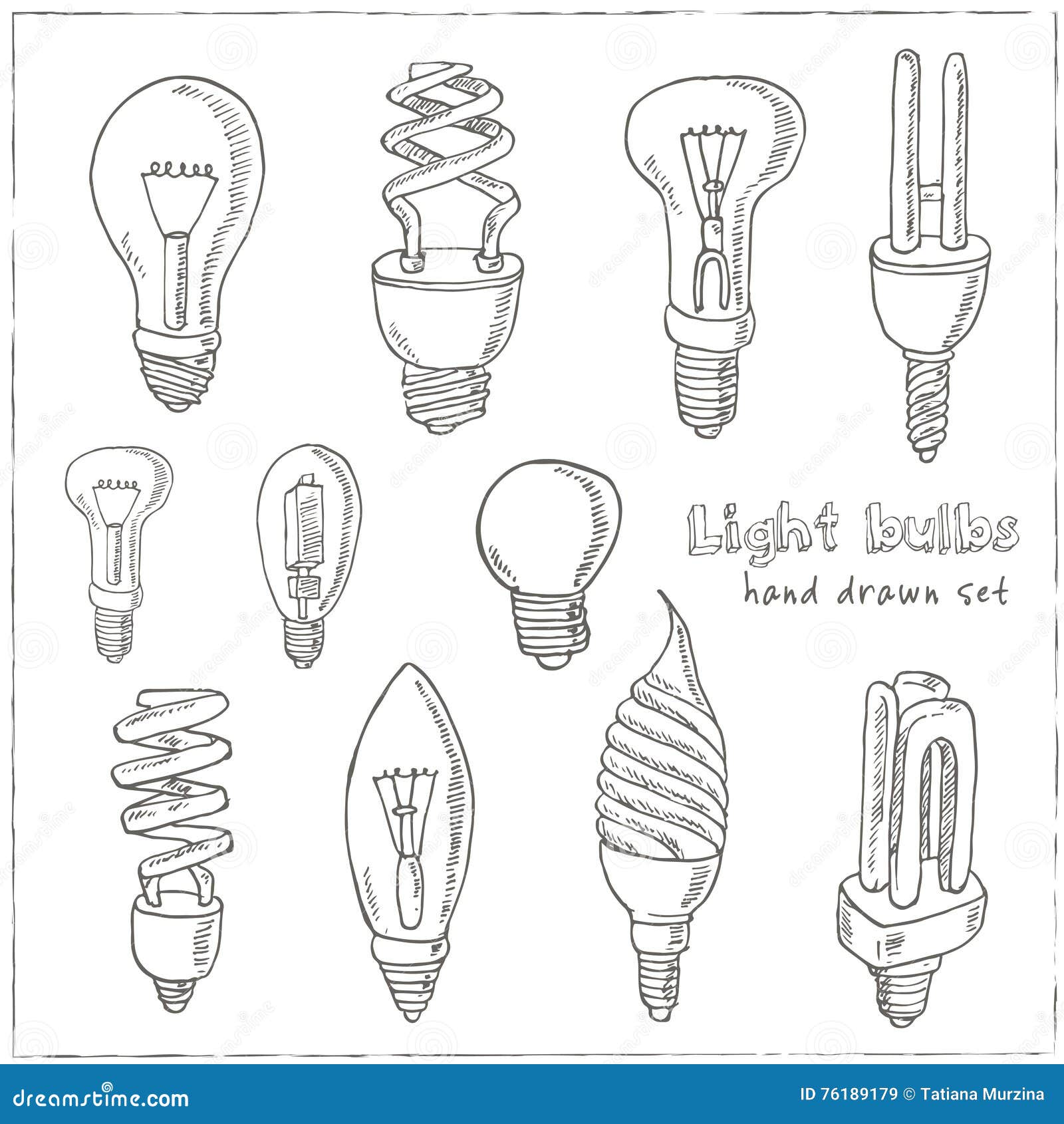 Doodle Set of Light Bulbs Vector Stock Vector - Illustration of ...