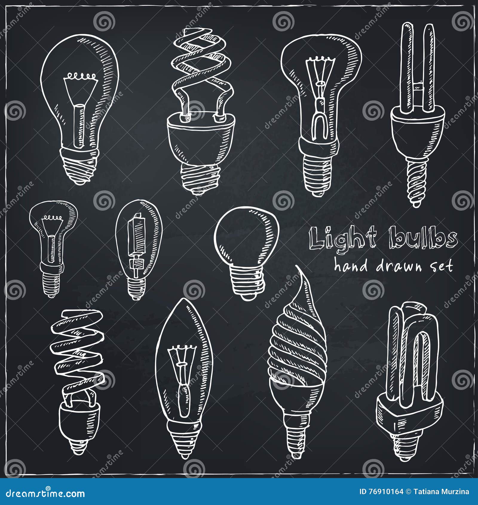 Doodle Set of Light Bulbs Vector Stock Vector - Illustration of ...