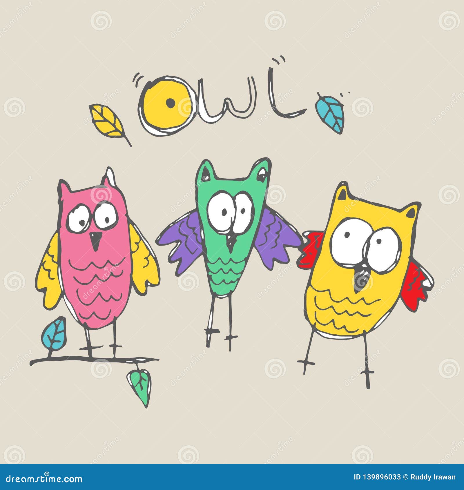 Doodle set owl vector stock vector. Illustration of abstract - 139896033