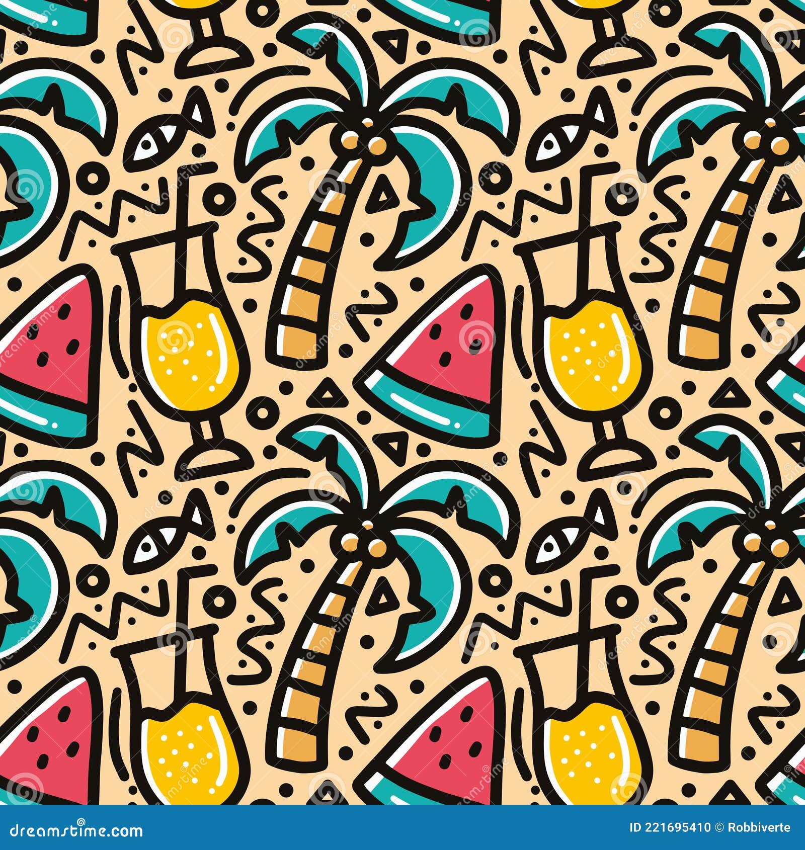 Doodle Set of Summer Holiday on the Beach Stock Vector - Illustration ...