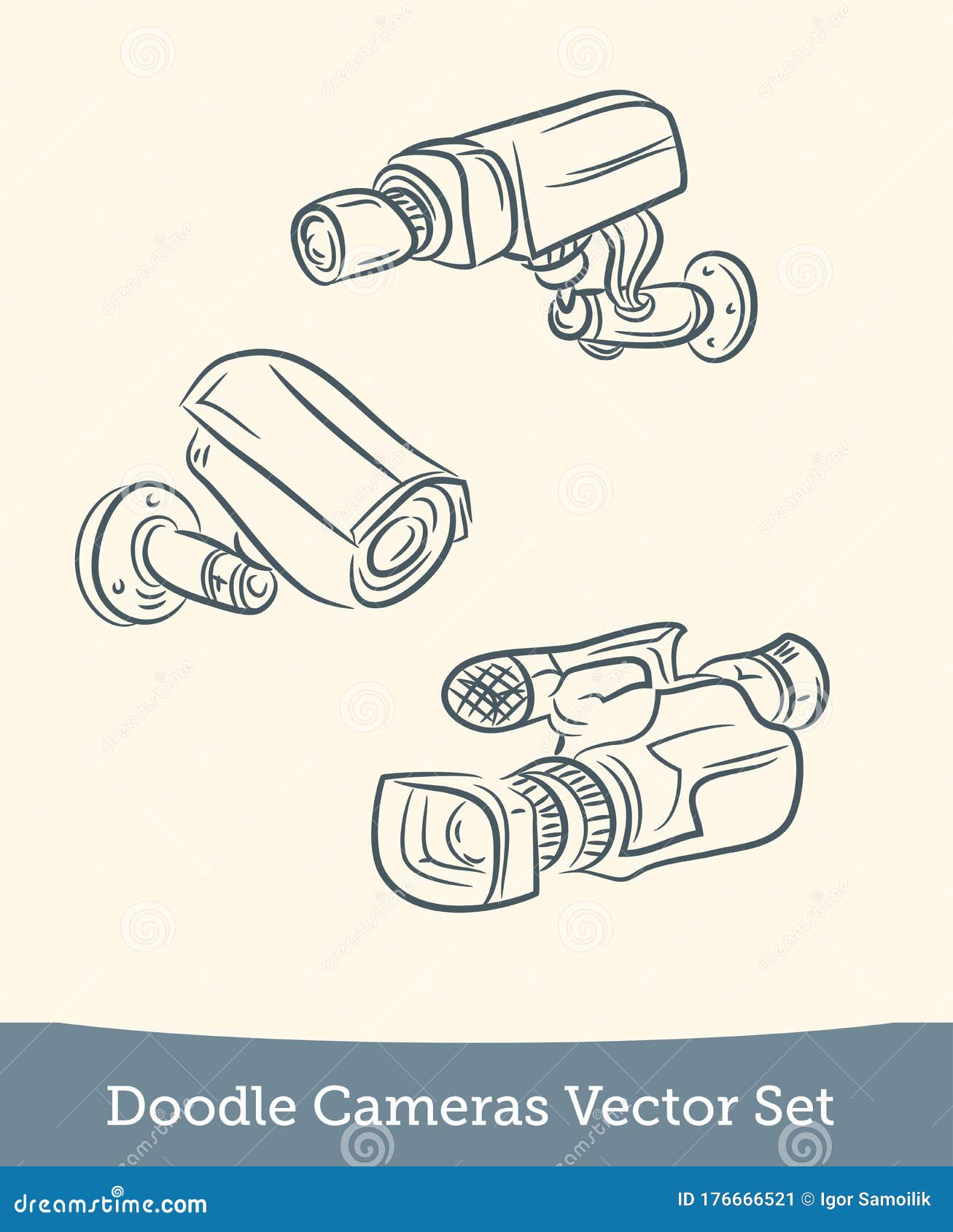Doodle Set Video Camera Isolated on White Background. Vector Stock ...