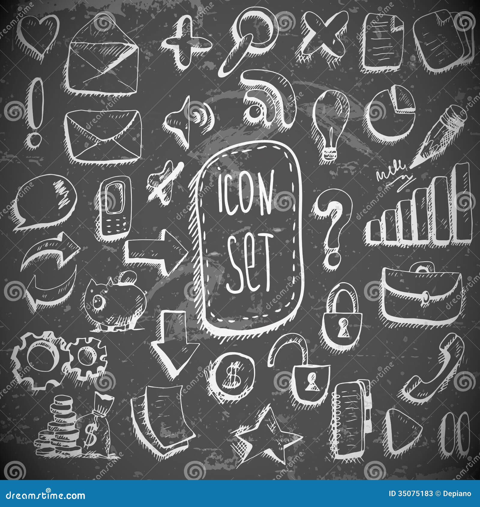 Doodle Set of Vintage Internet Icons Stock Vector - Illustration of ...