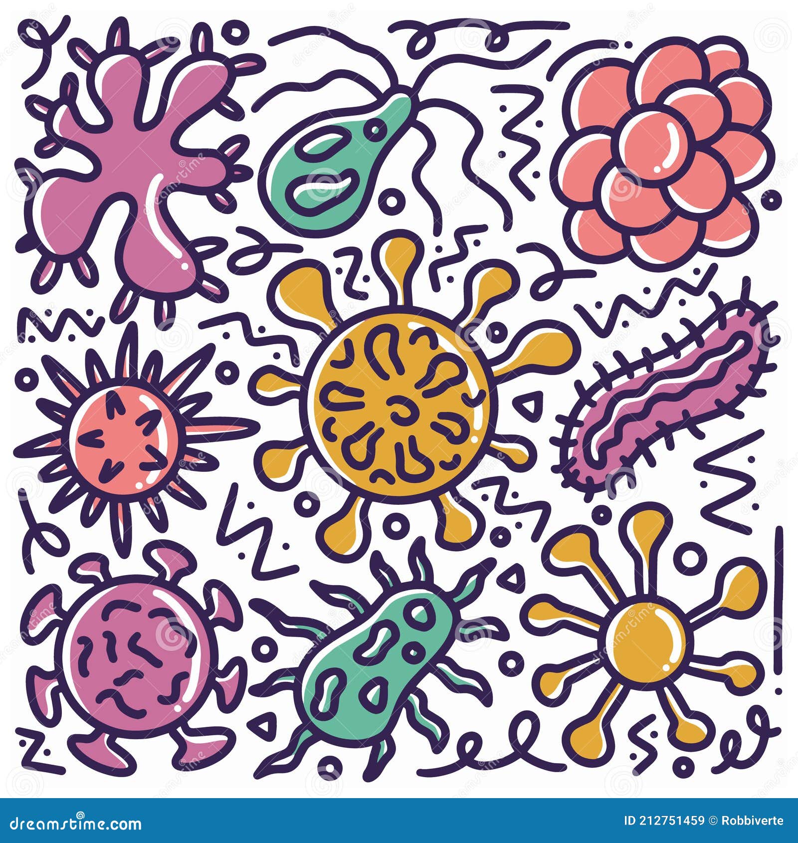 Doodle Set of Virus Corona Drawing Stock Vector - Illustration of ...