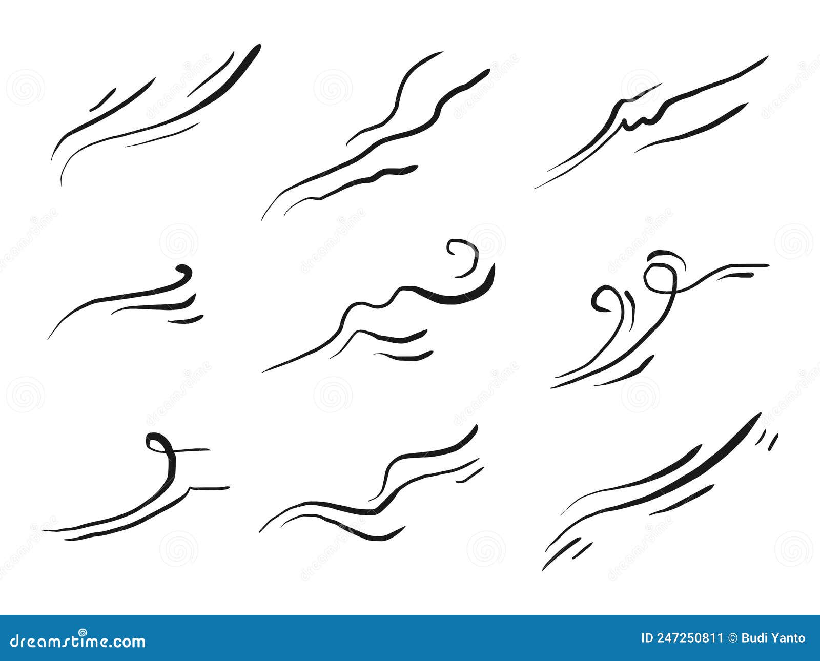 Doodle Set Wind Blow, Gust Design Isolated on White Background Stock ...