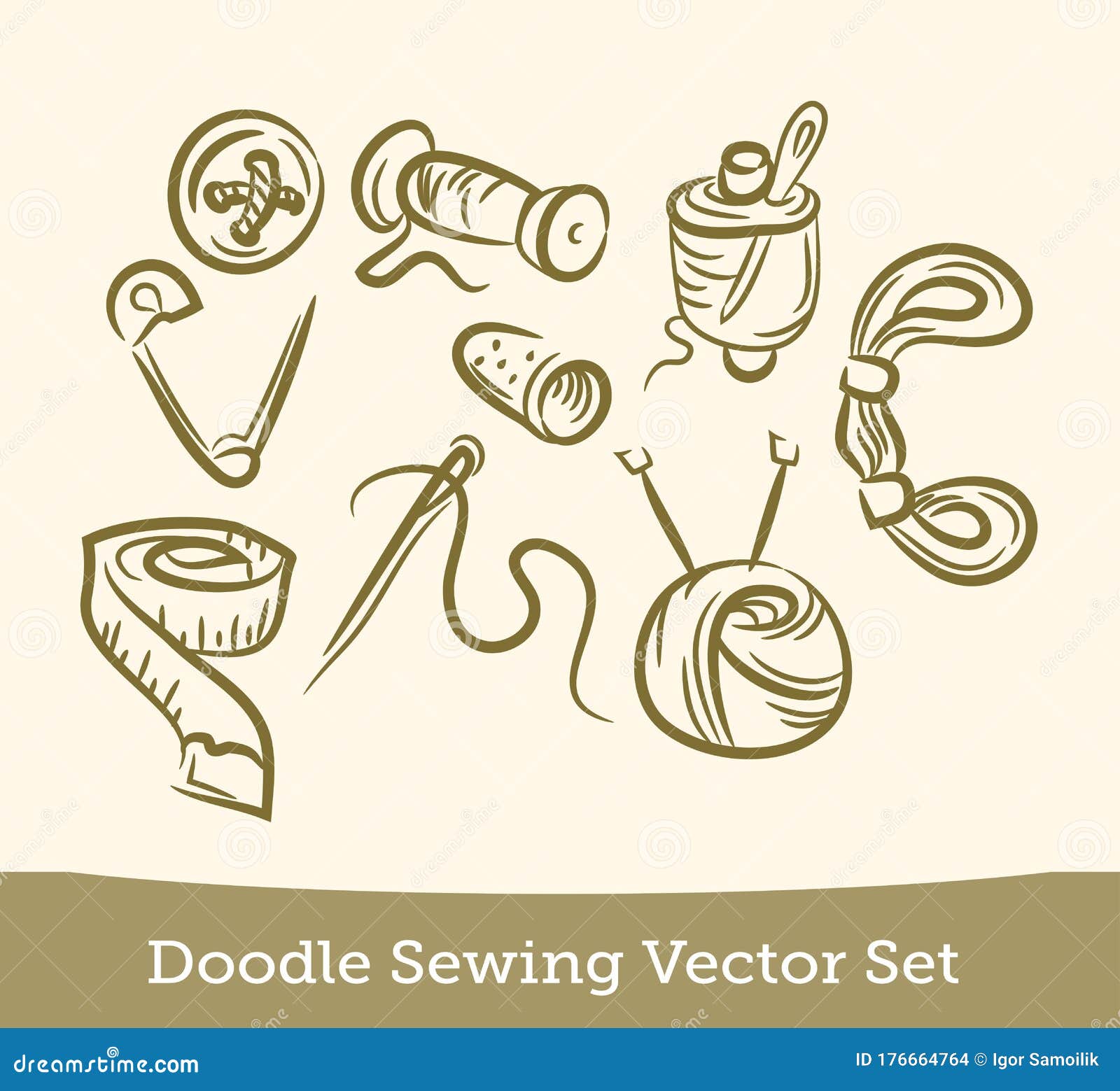 Doodle Sewing Set Isolated on White Background. Vector Stock Vector ...