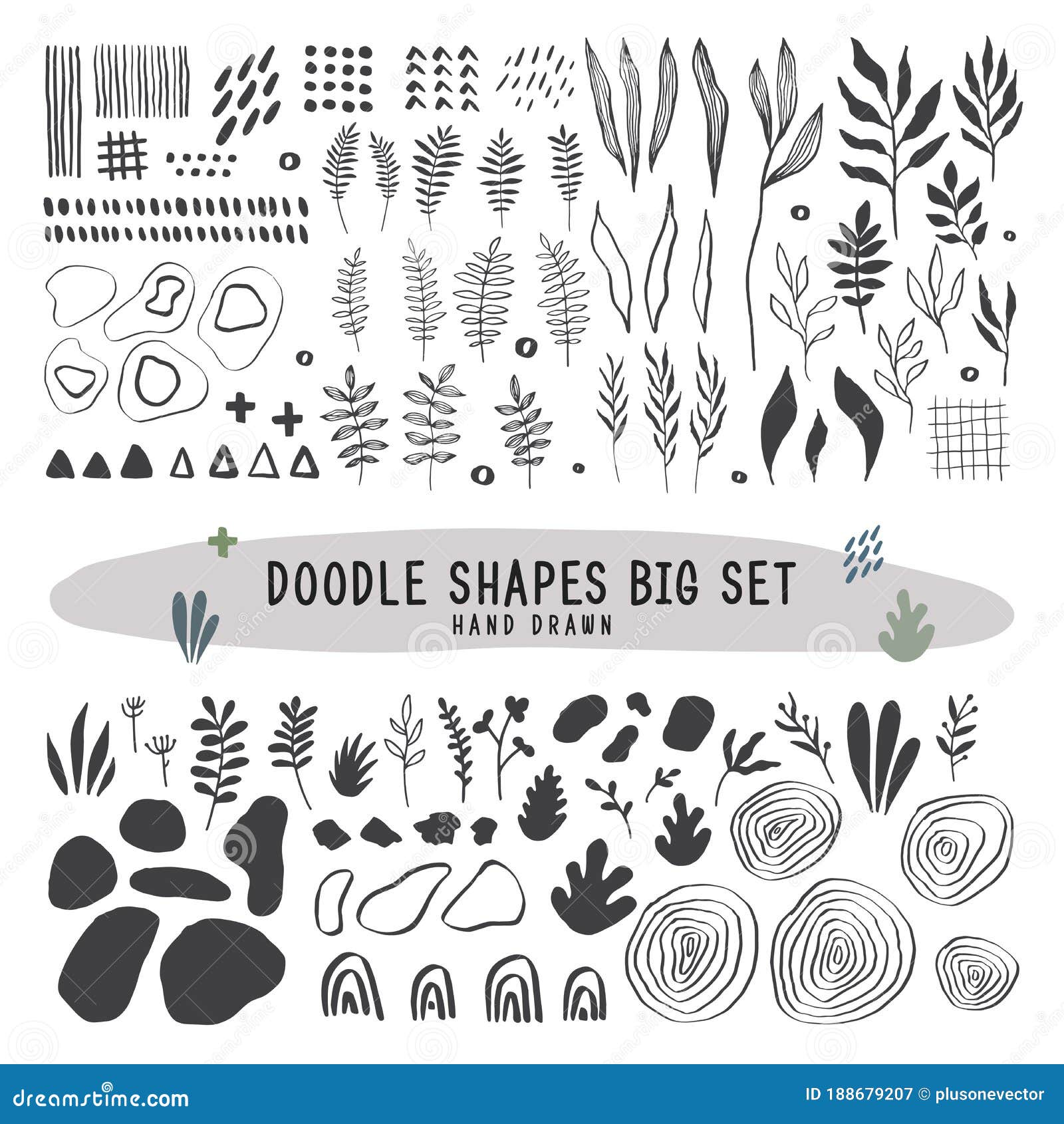 Doodle Shapes Big Set Hand Drawn. Vector Flat Illustrations. Big Set of ...