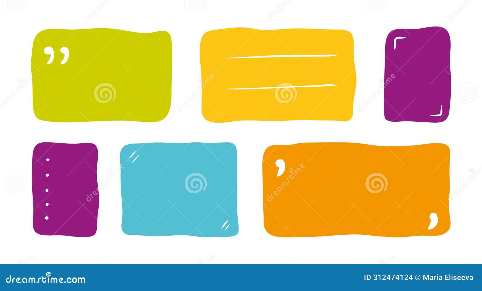 Doodle Shapes and Frames for Social Media. Color Abstract Isolated Text ...