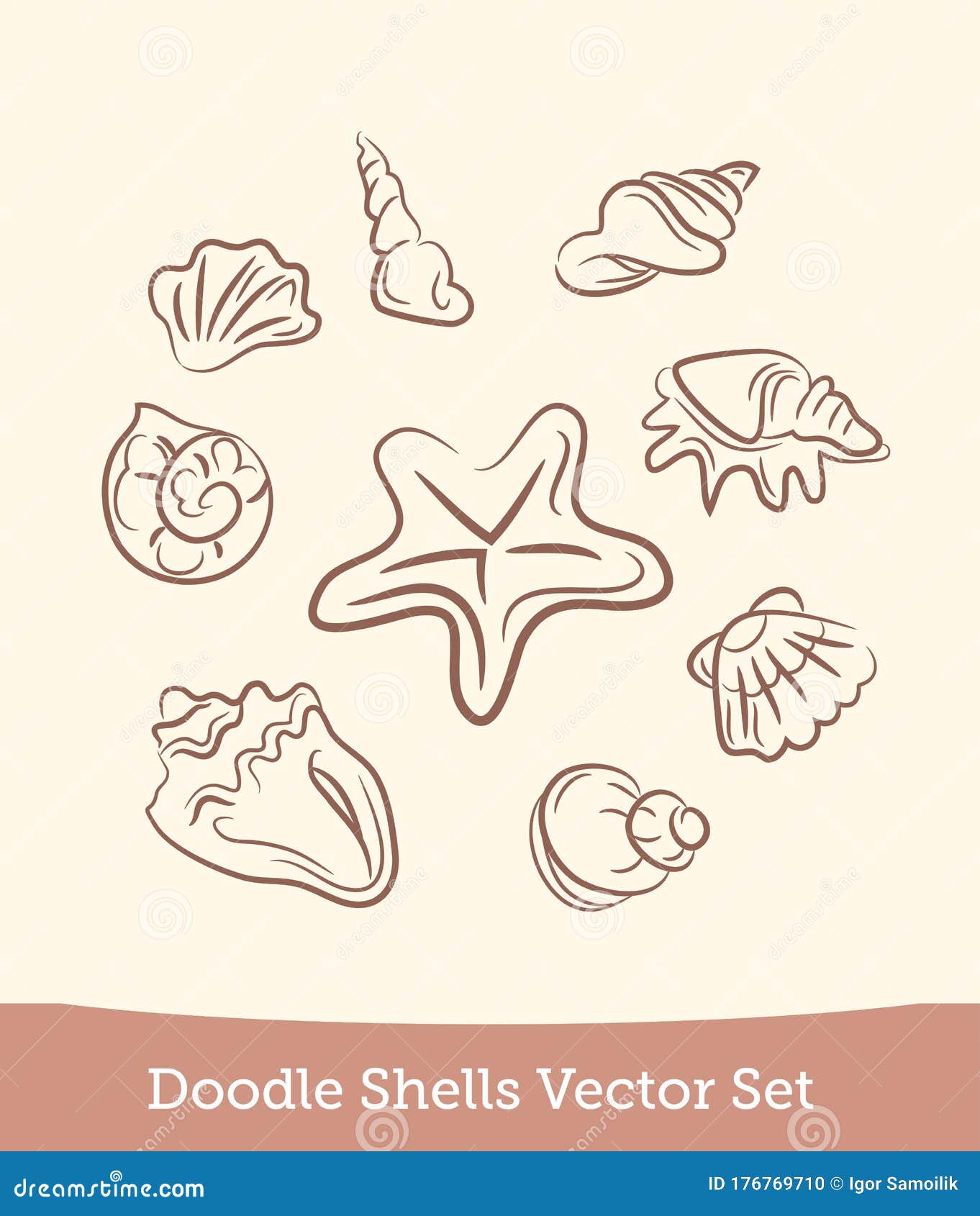Doodle Shell Background. Coloring Page For Adults. Vector Illust ...