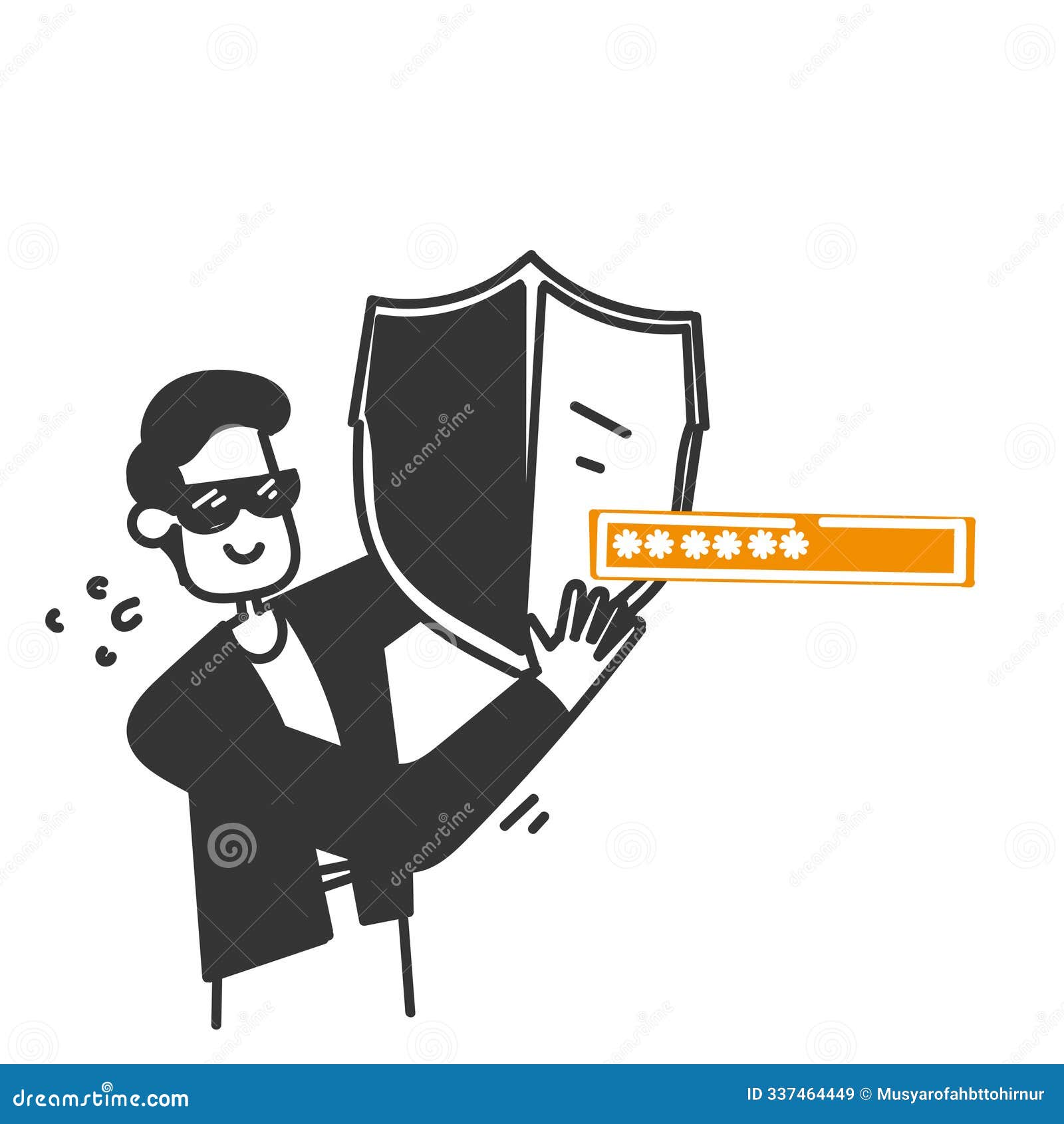 Doodle Shield with Password in Cartoon Style Drawn Stock Illustration ...