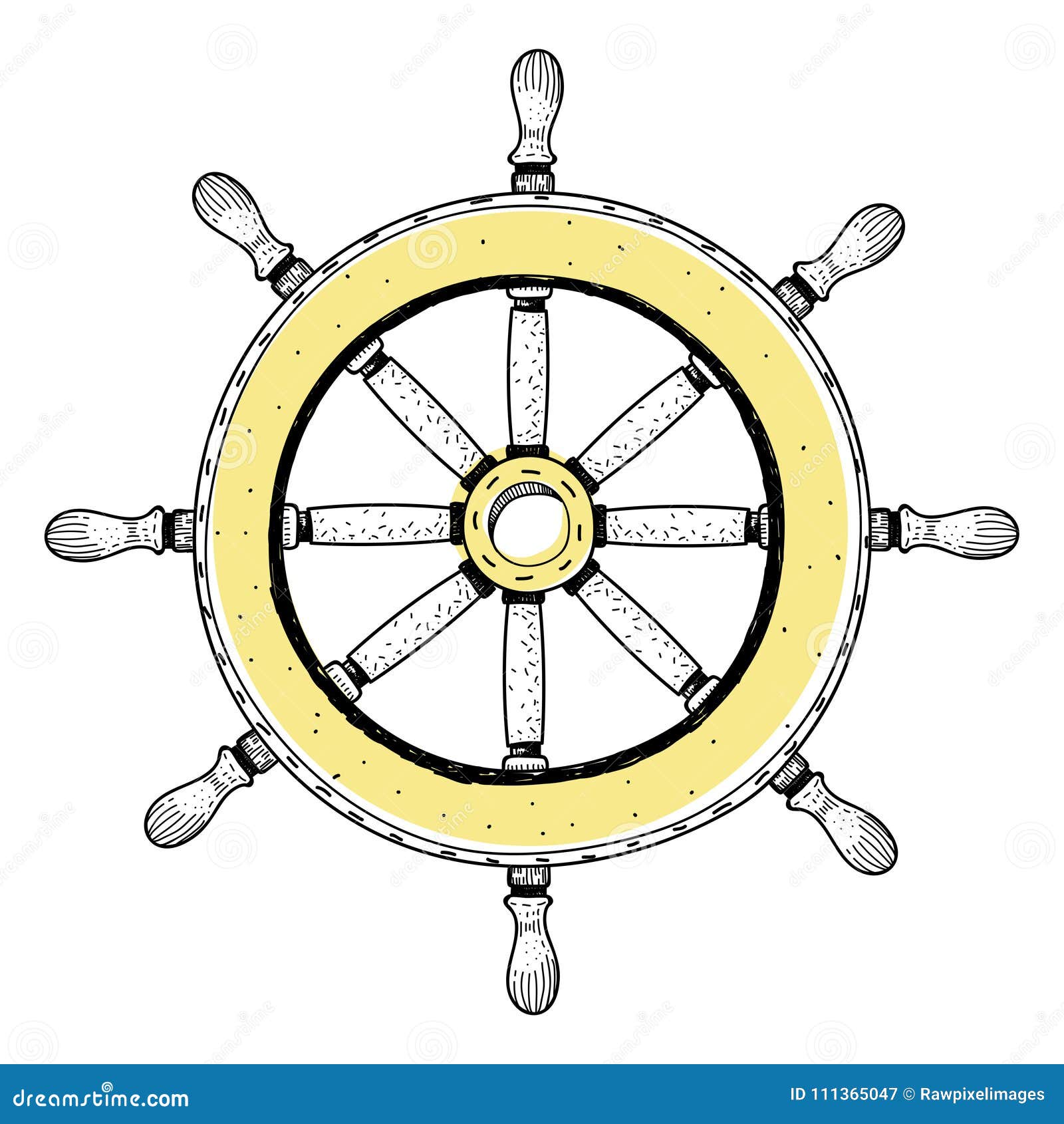 Doodle of Ship`s Wheel Illustration Stock Illustration - Illustration ...