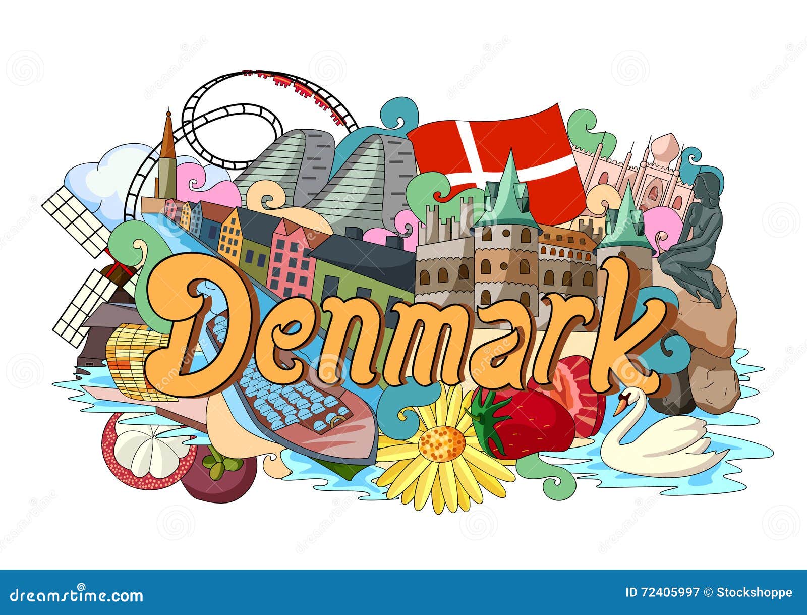 Doodle Showing Architecture and Culture of Denmark Stock Vector ... Doodle Showing Architecture and Culture of Denmark Stock Vector ...