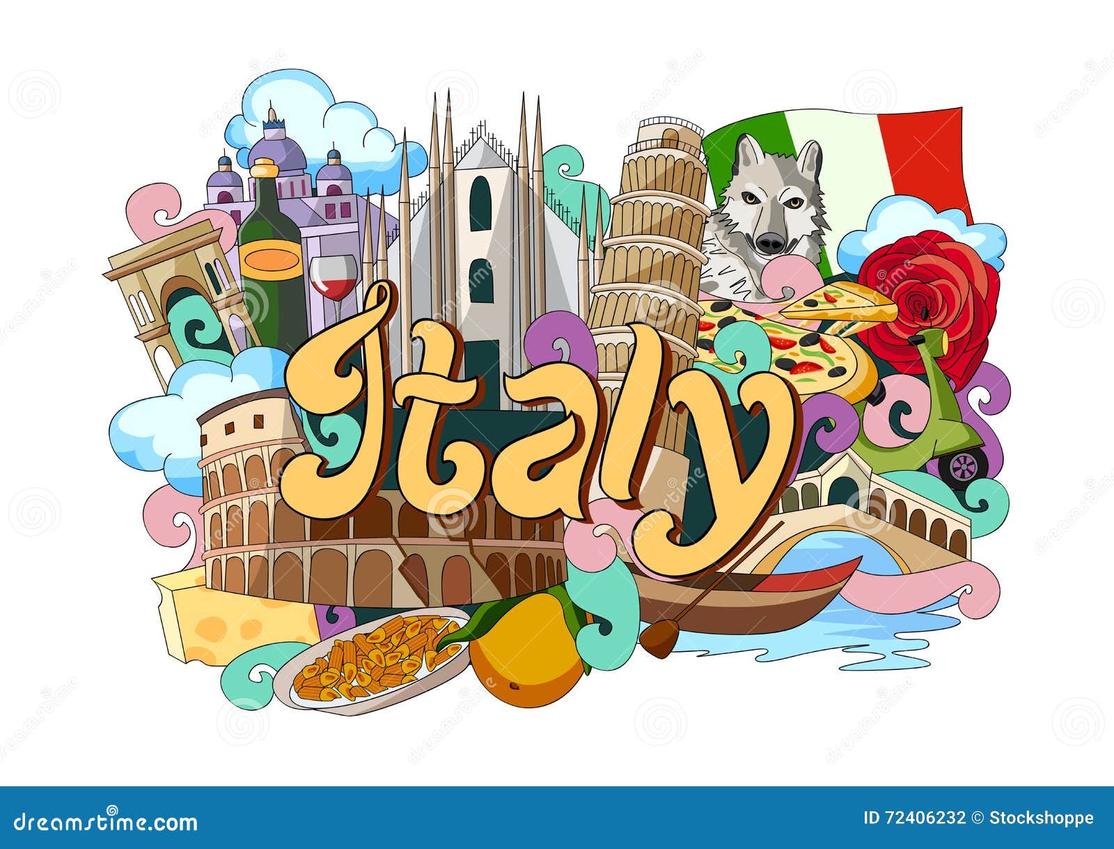 Doodle Showing Architecture and Culture of Italy Stock Vector ... Doodle Showing Architecture and Culture of Italy Stock Vector ...
