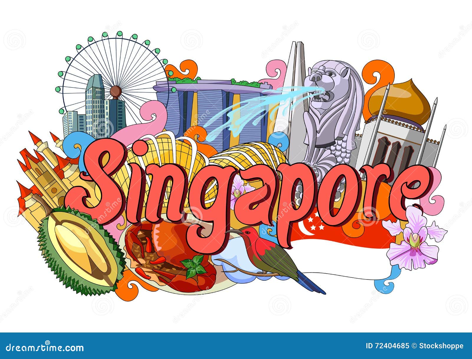 Doodle Showing Architecture and Culture of Singapore Stock Vector ... Doodle Showing Architecture and Culture of Singapore Stock Vector ...
