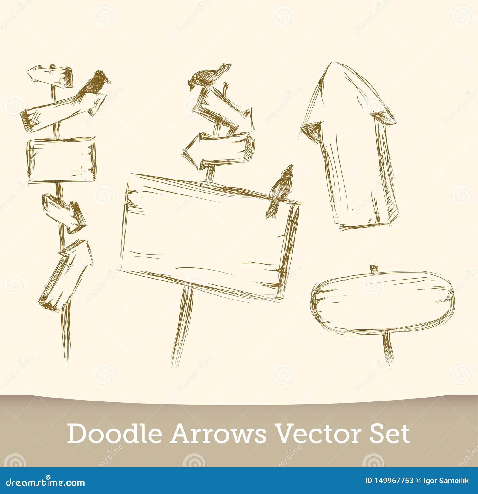 Doodle Signboard Set Isolated on White Background. Vector Stock Vector ...