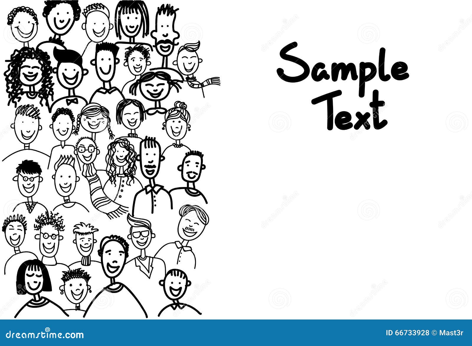 Doodle Simple Casual People Group Empty Copy Space Stock Vector ...