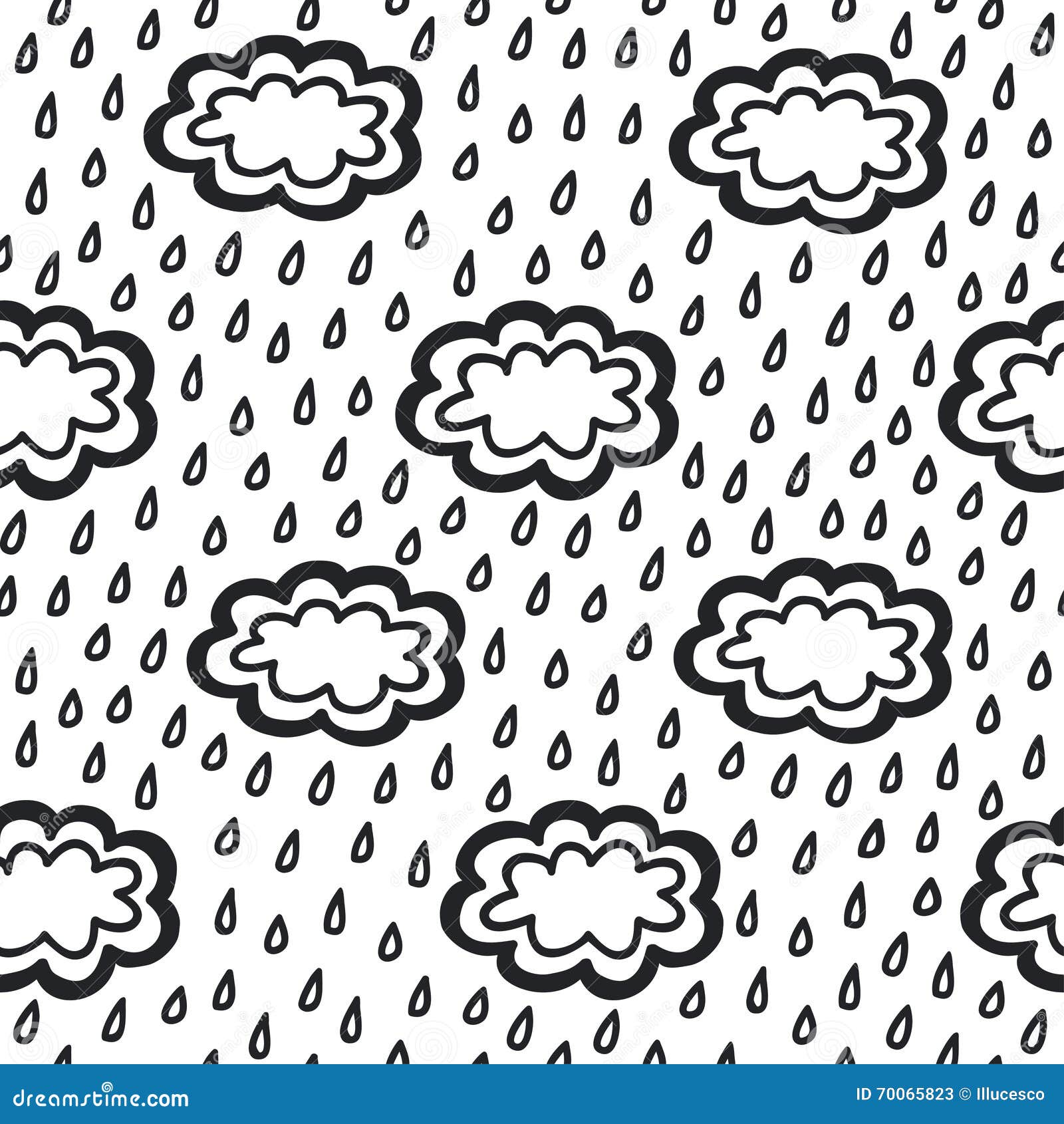Doodle Simple Clouds Rain Seamless Pattern Stock Vector - Illustration ...