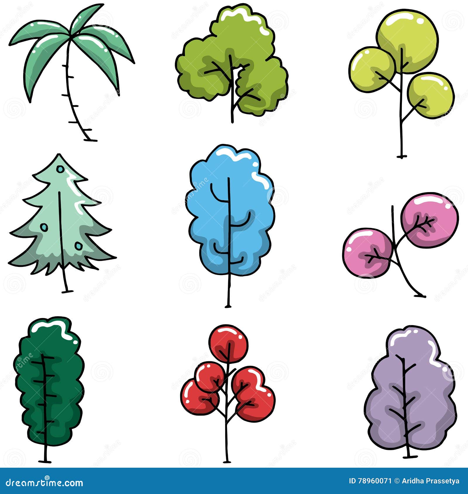 Doodle of Simple Tree Collection Stock Vector - Illustration of design ...