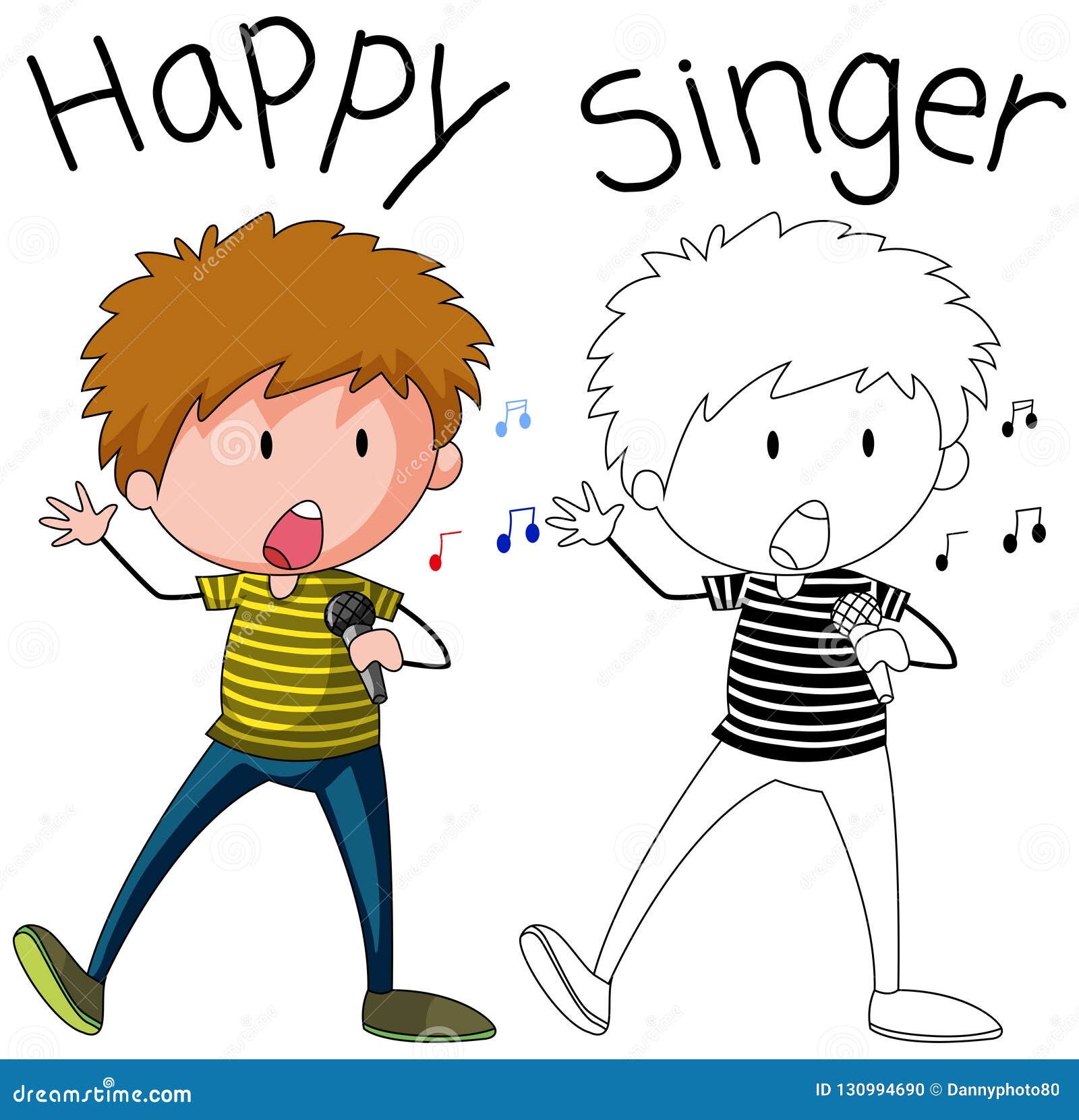 Doodle Singer Boy Character Stock Vector - Illustration of clipart ...