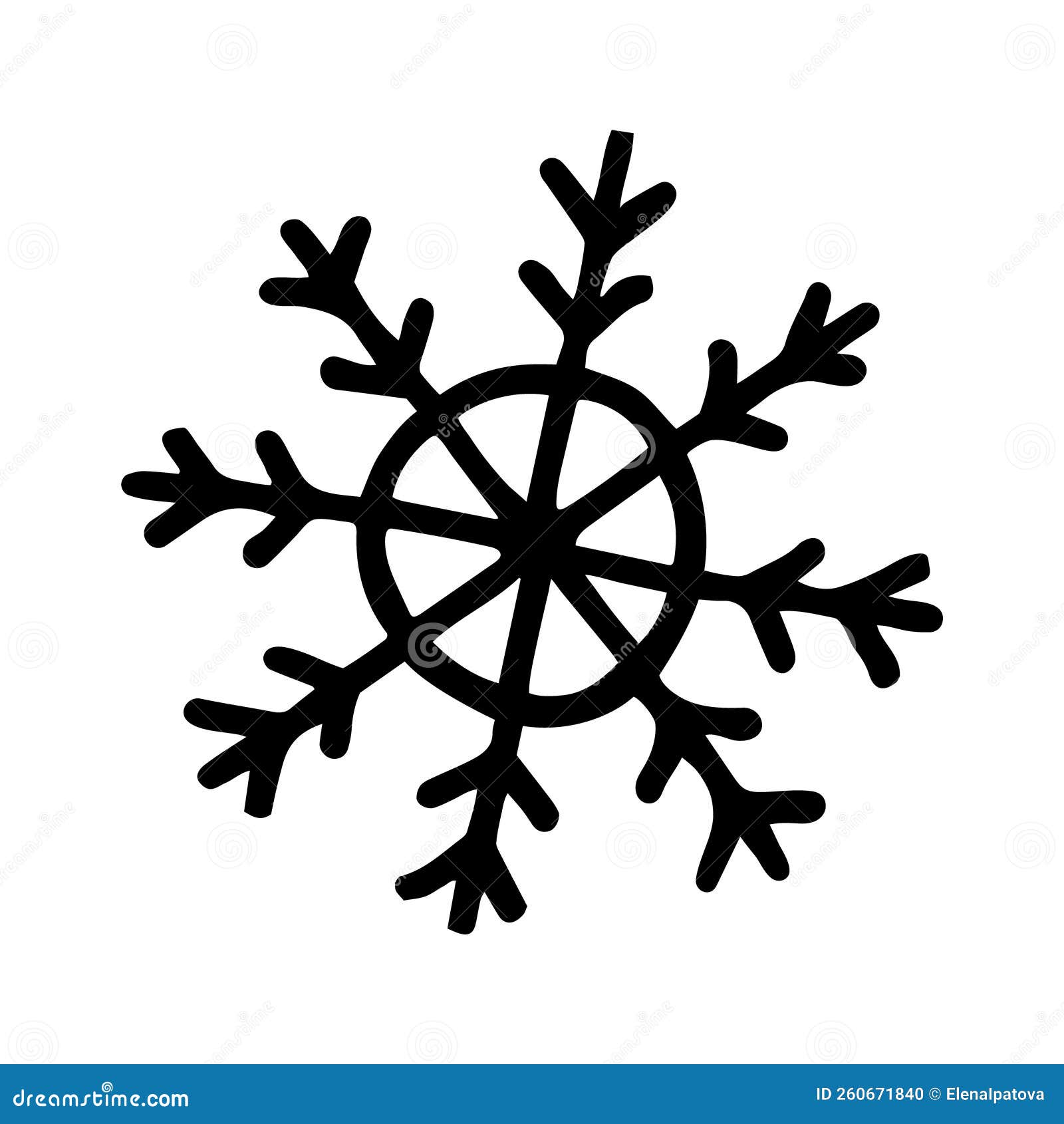 Doodle single snowflake stock vector. Illustration of drawing - 260671840