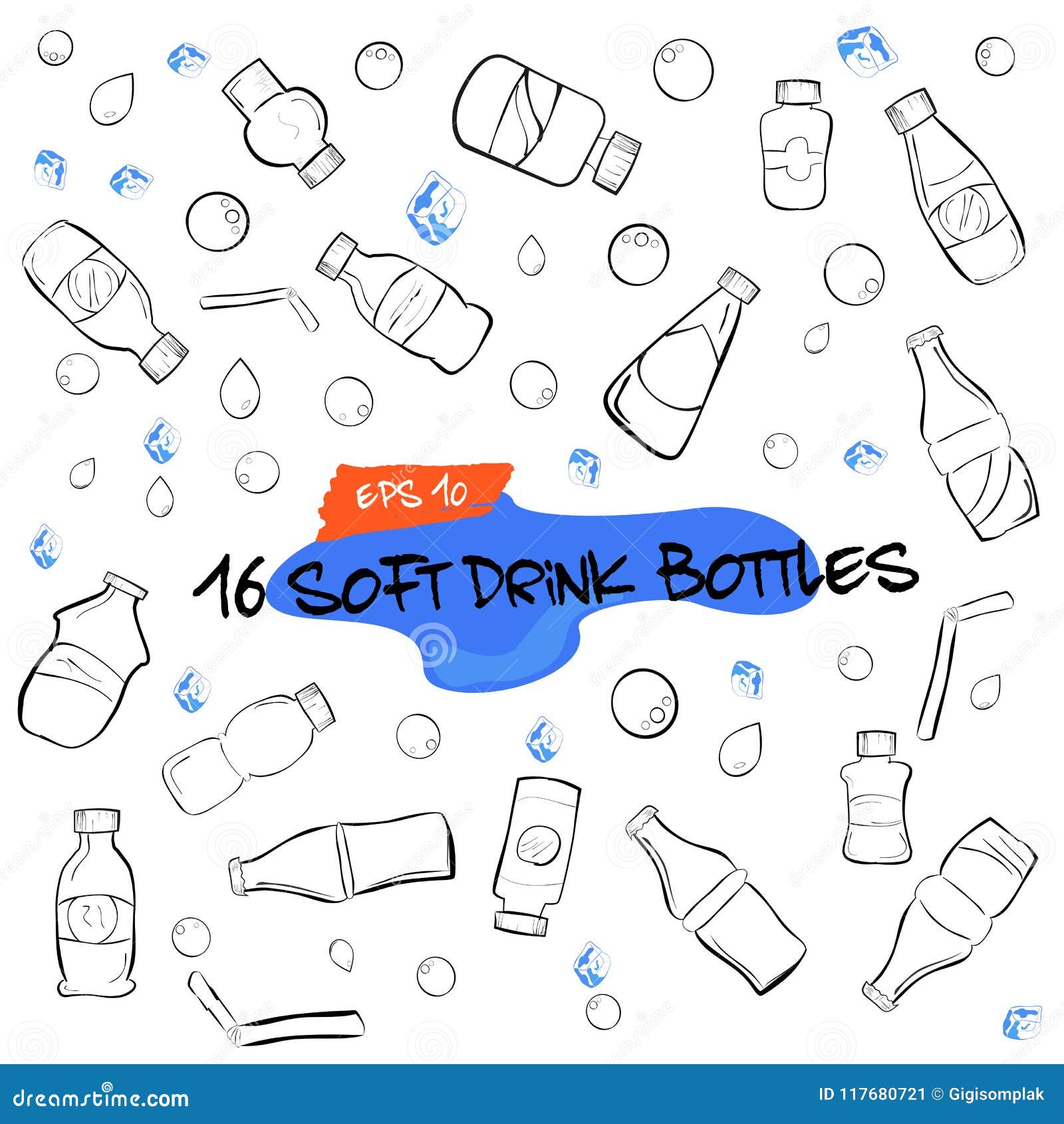 Set With Bottles Of Water Vanishing On White Background. Decomposition ...