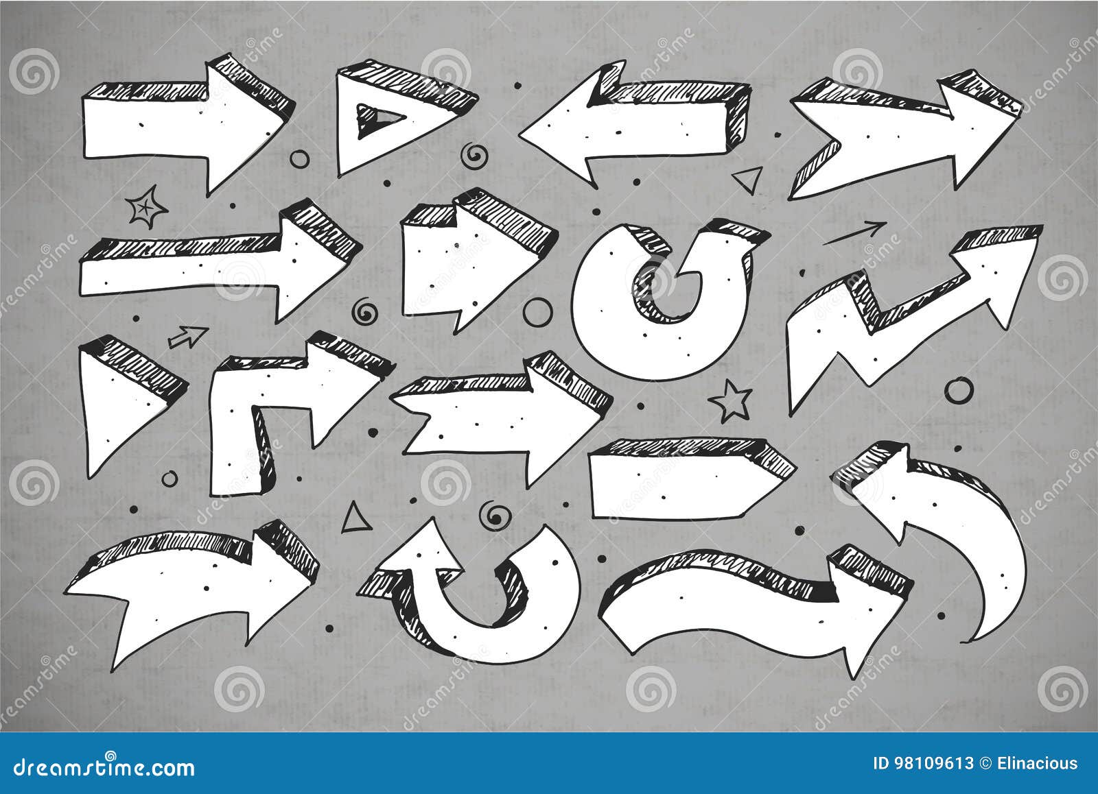 Sketch Arrows Set. Hand Drawn Schema Outline Doodle Collection Isolated ...